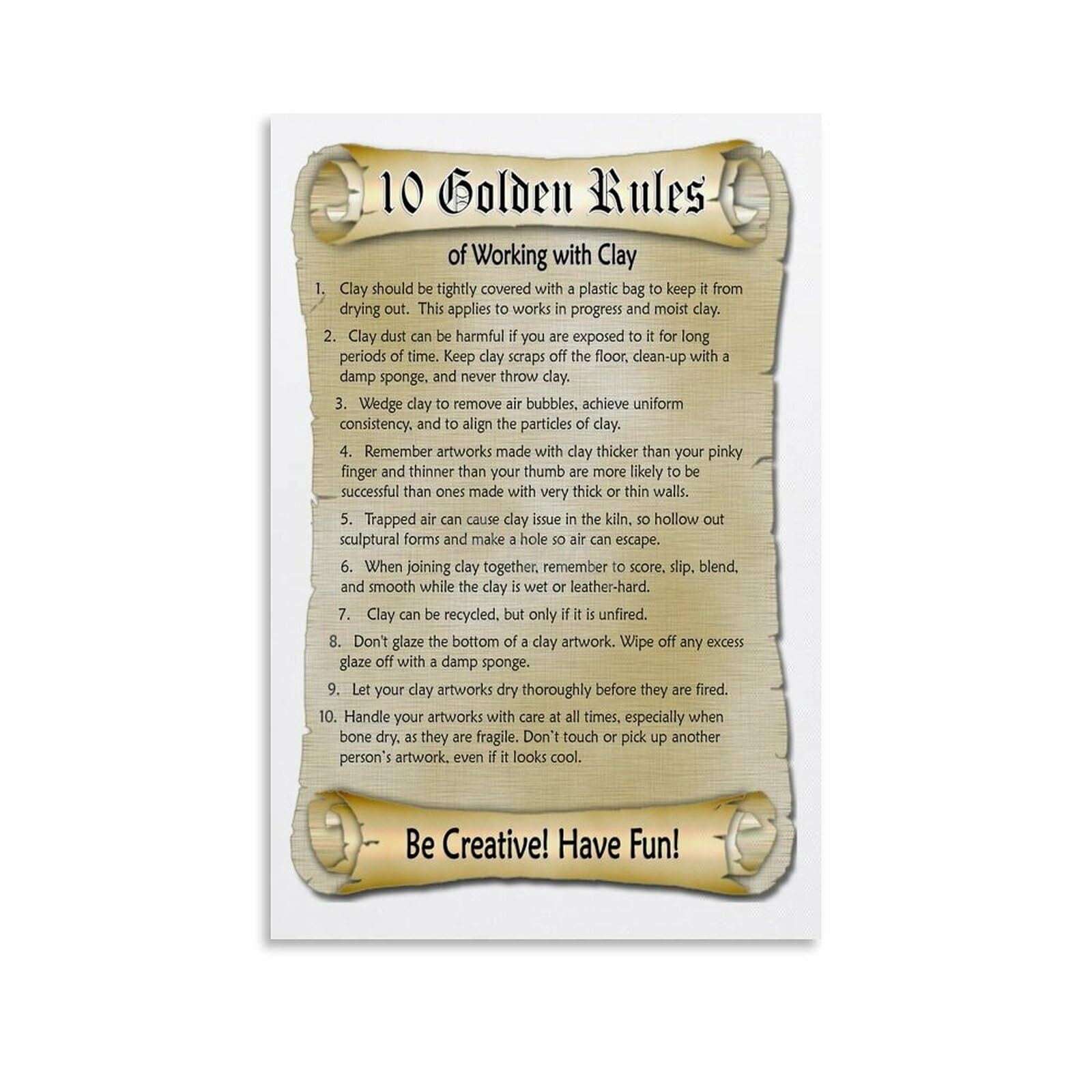 Ceramics Golden Rules Pottery Knowledge Poster (2) Canvas Painting Wall ...