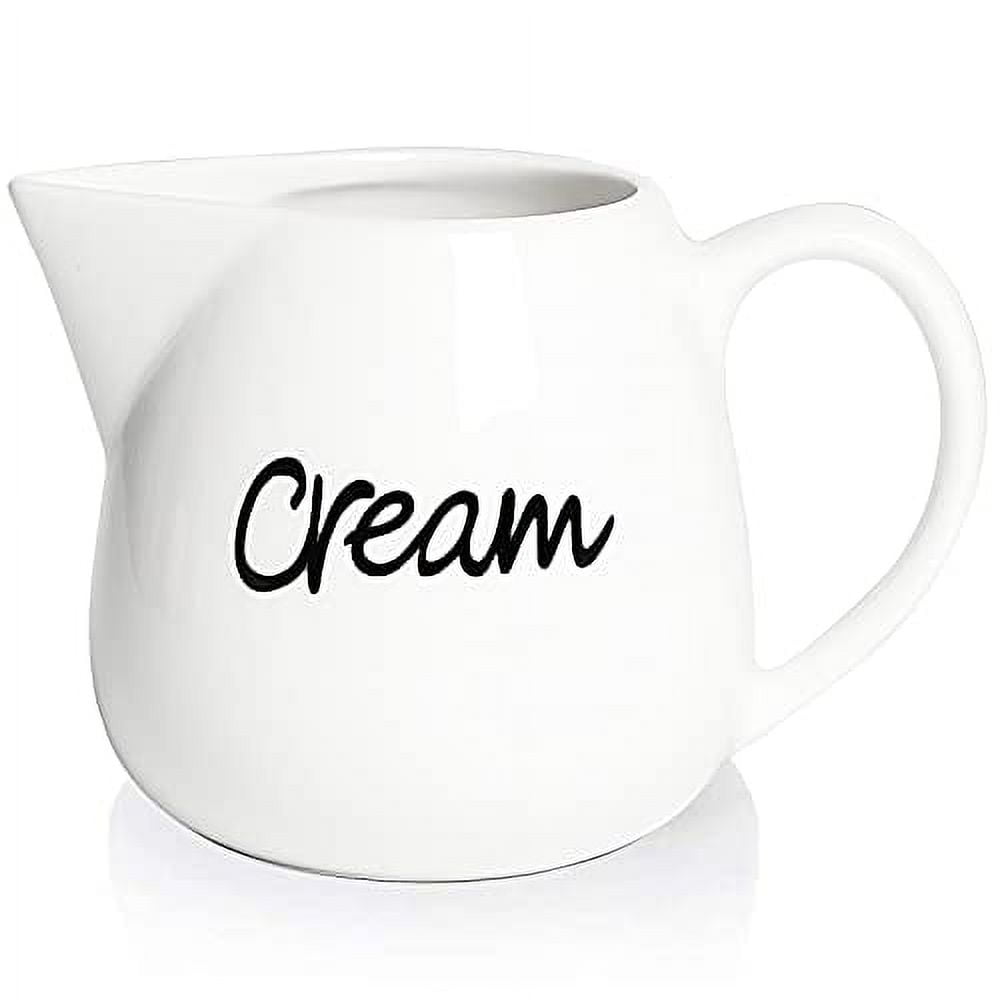 ONTUBE Ceramic Coffee Cream Jug, Milk Creamer Pitcher 12OZ (White ...
