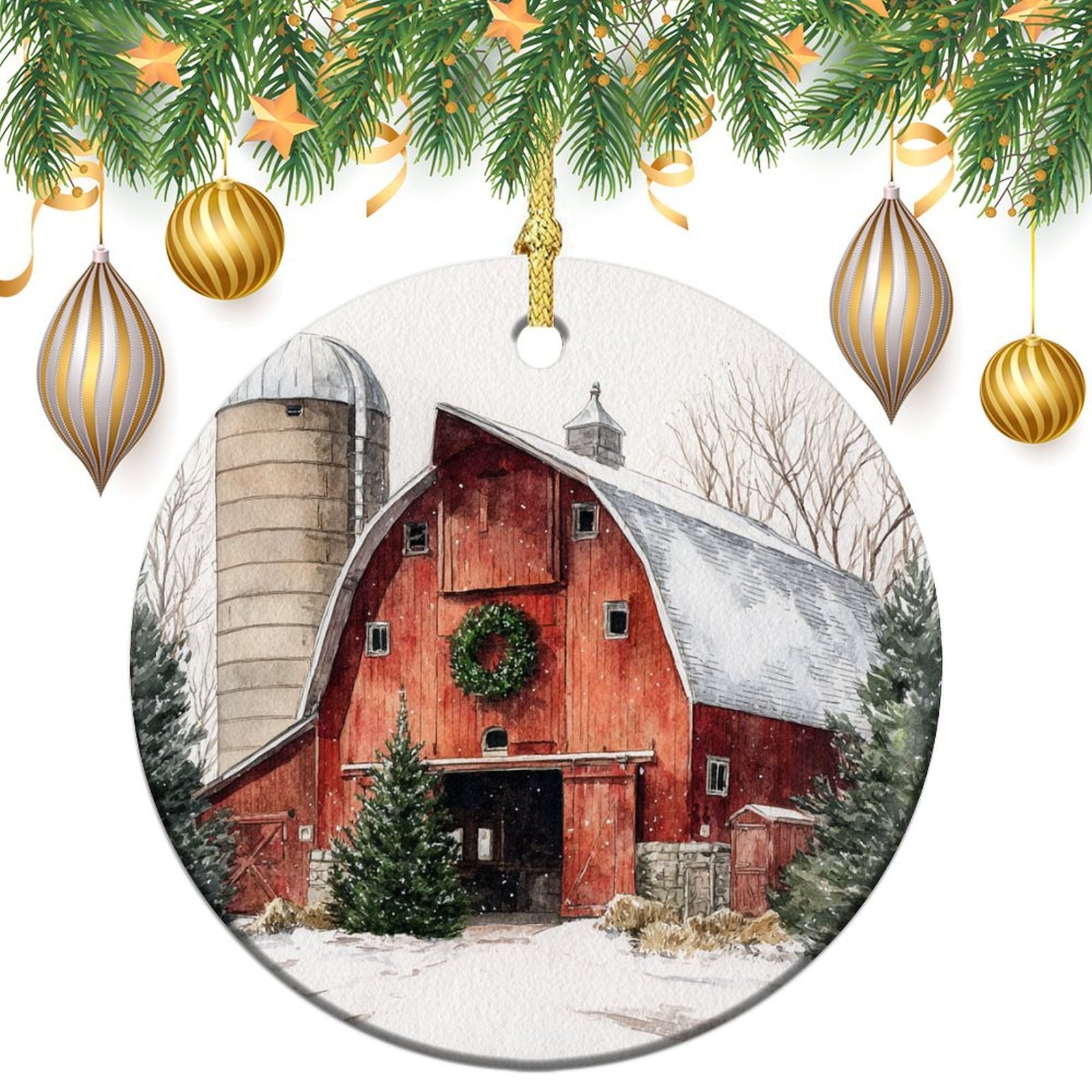 Ceramics Ornaments Country Winter Keepsake Ceramic Ornament Beautiful ...