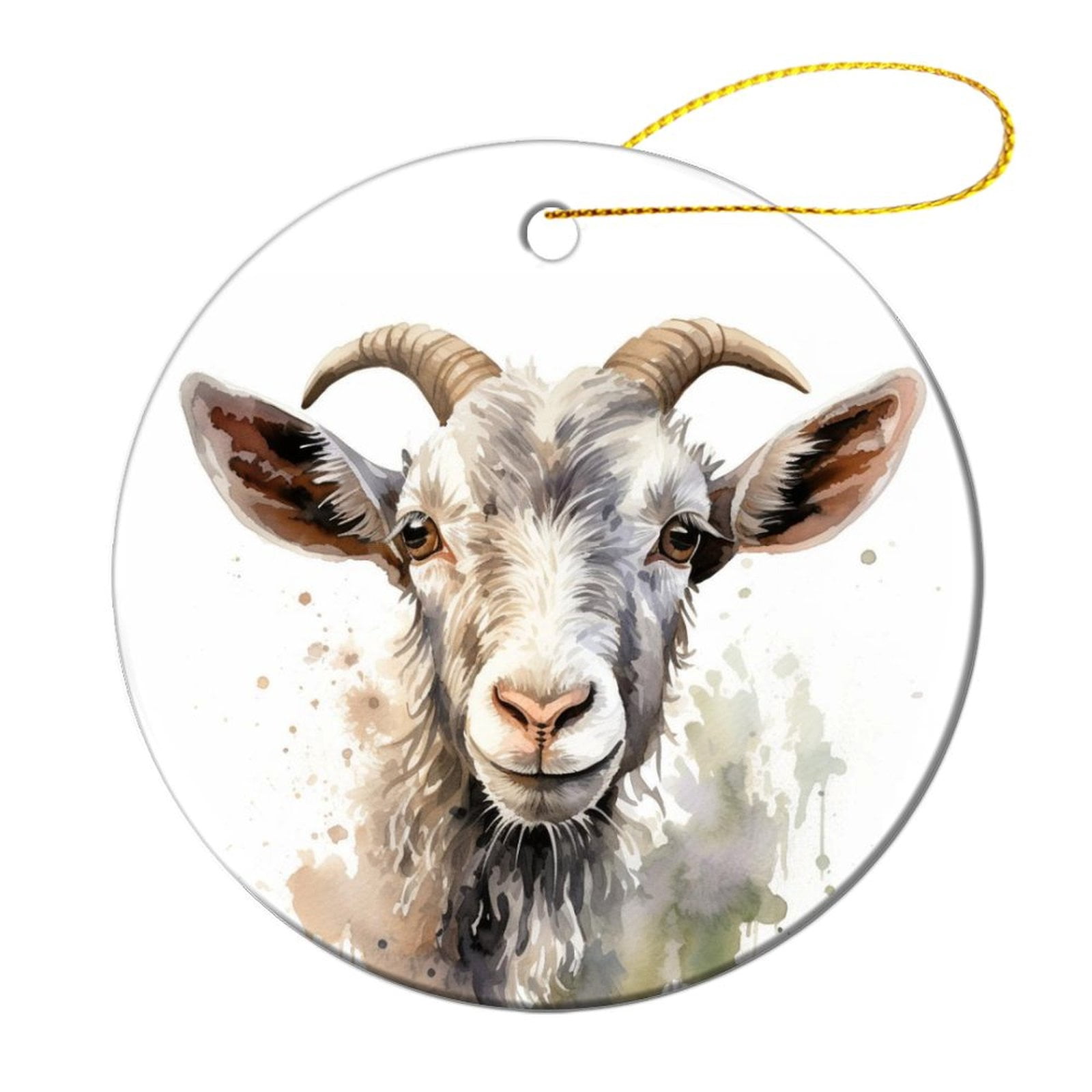 Ceramics Ornaments Goat Lover Keepsake Ceramic Ornament Watercolor Goat ...