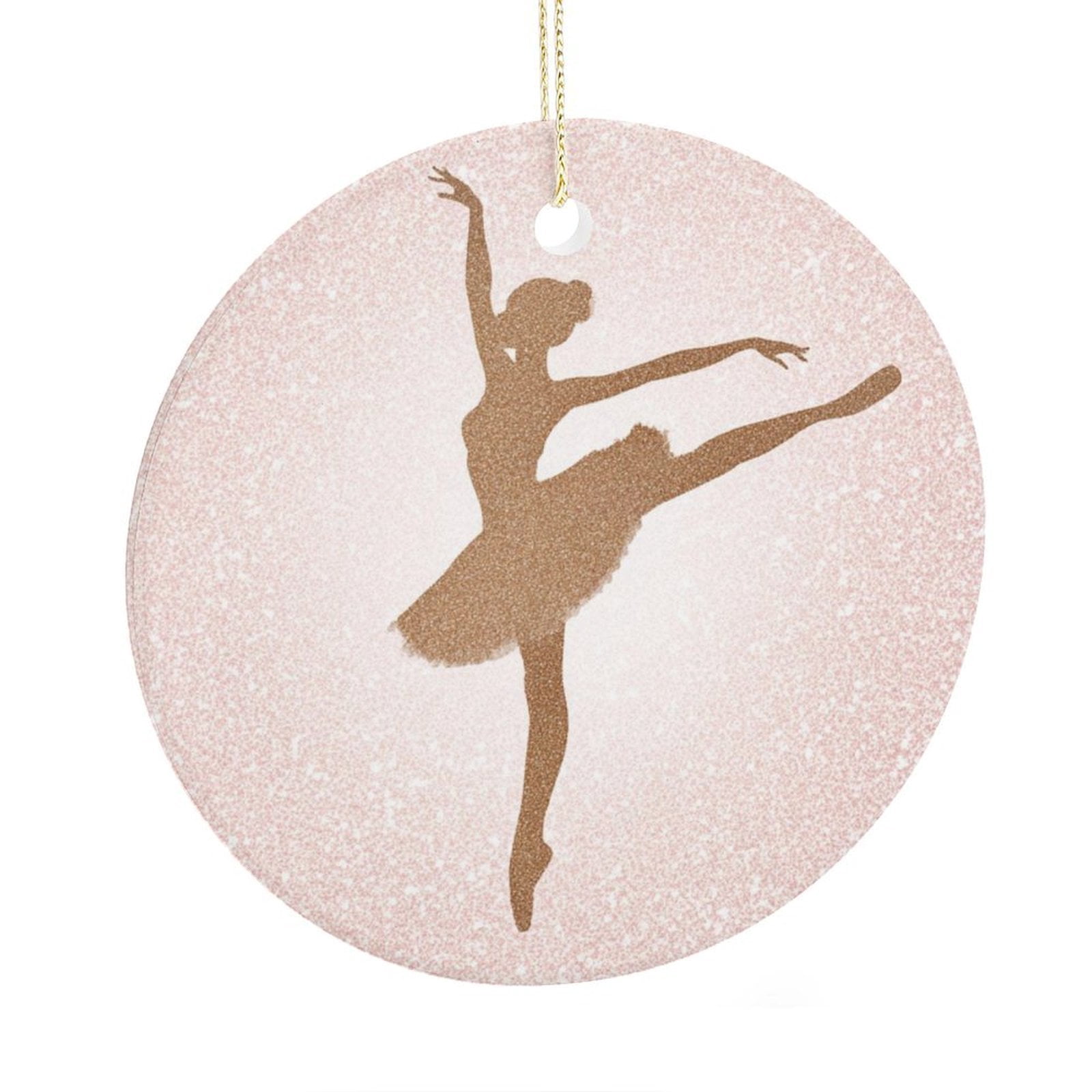 Ceramics Ornaments Pink And Gold Silhouette Ballerina Double-Sided ...
