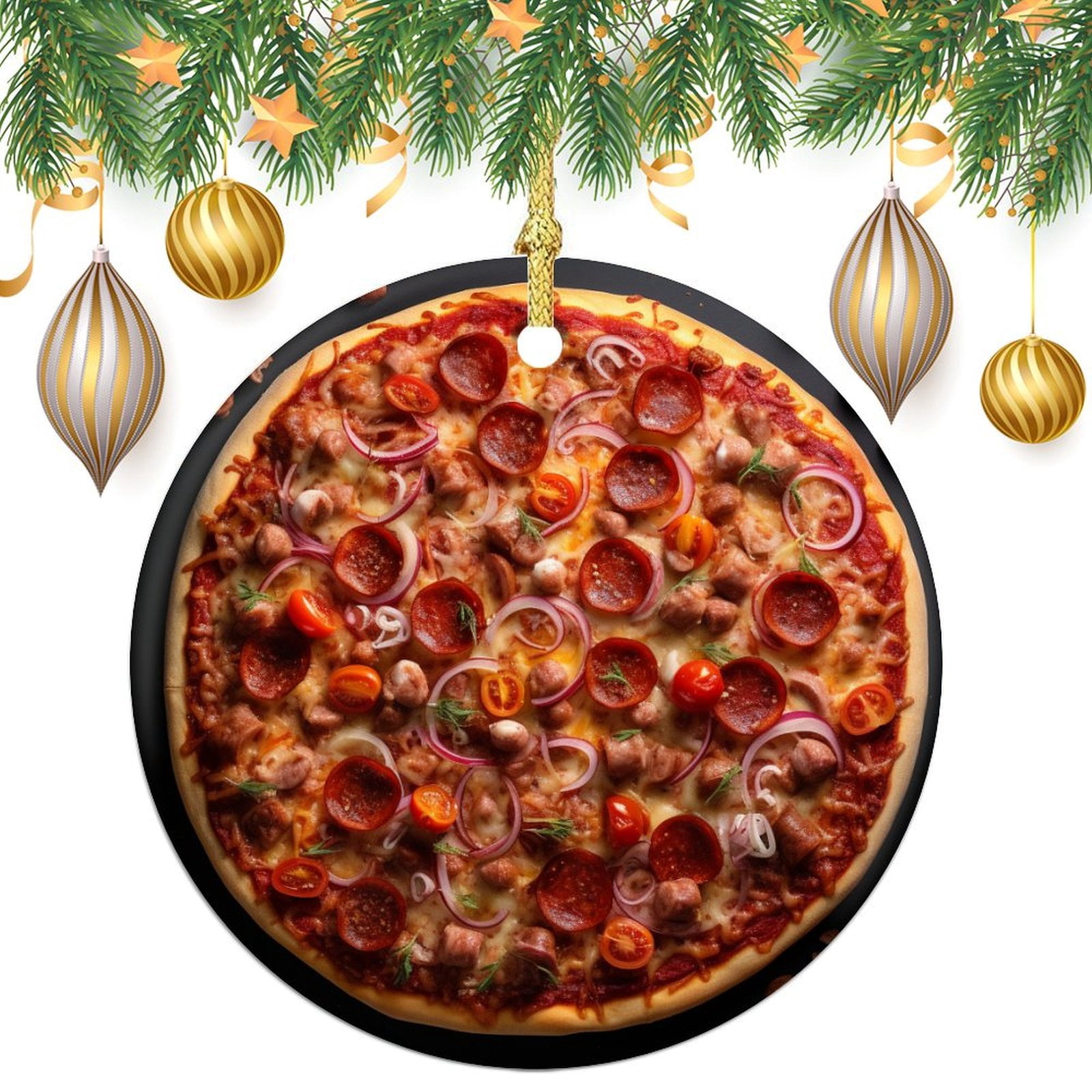 Ceramics Ornaments Pizza With Pepperoni Ornament Keepsake Italian Food ...