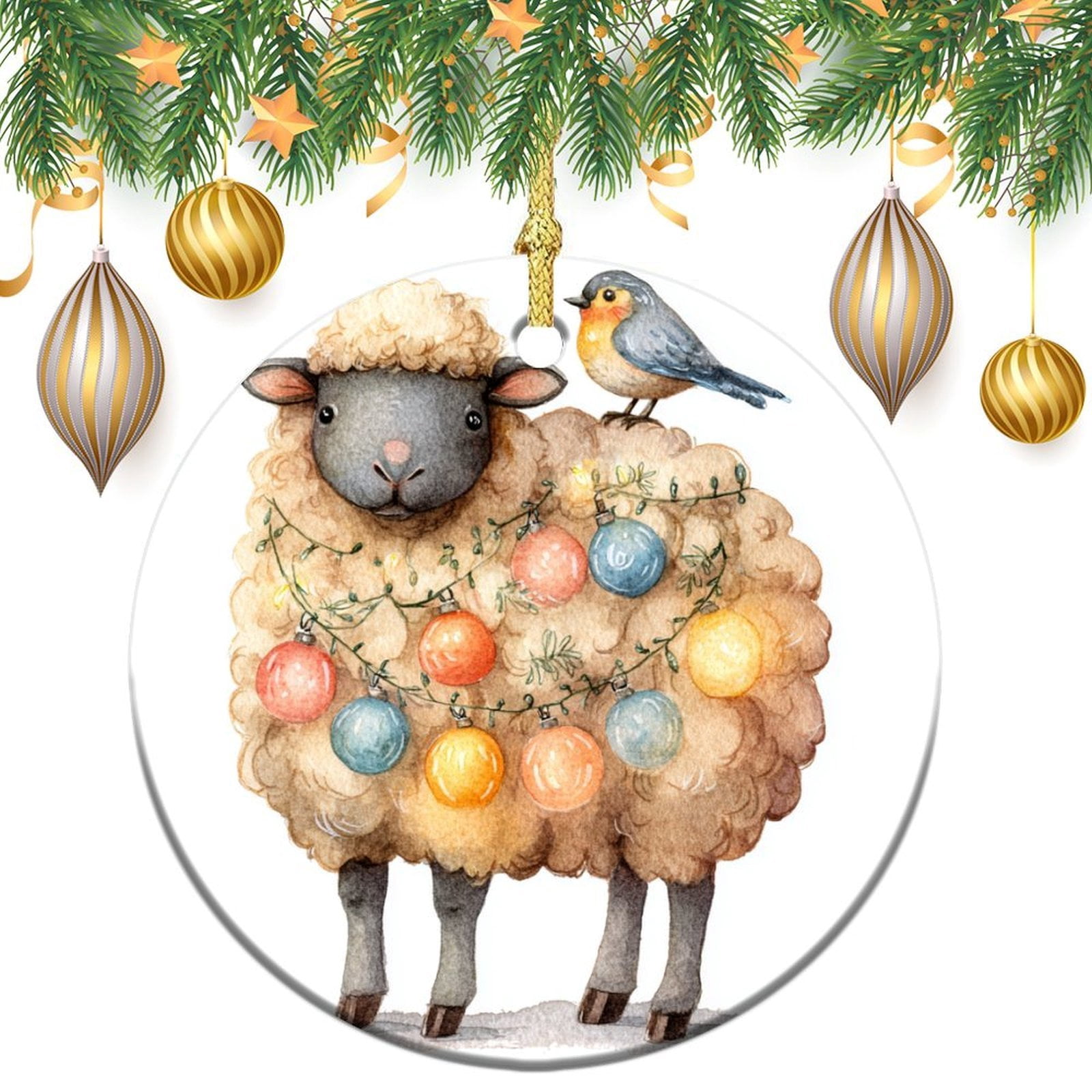 Ceramics Ornaments Sheep Farm Animal Keepsake Ceramic Ornament Cute ...