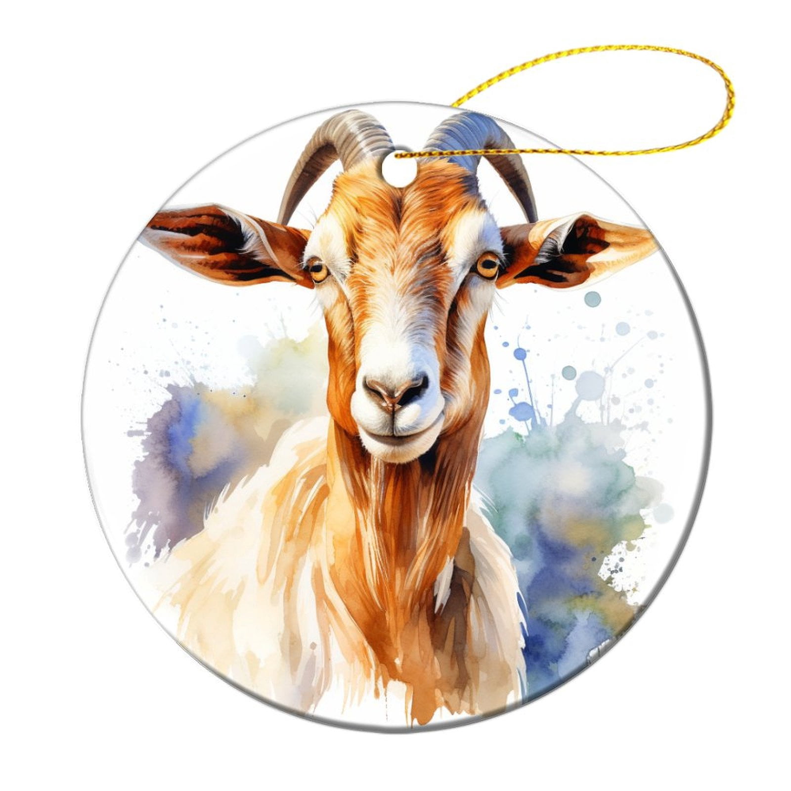 Ceramics Ornaments Watercolor Goat Farm Animal Double-Sided Printed 3 ...