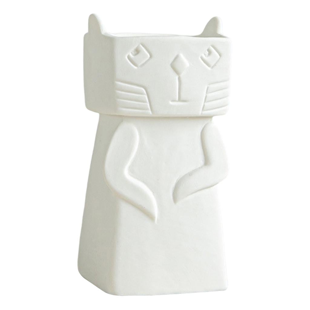 Ceramics Statue Planters Pots Cat Shaped Flower Vase for Birthday Gifts ...