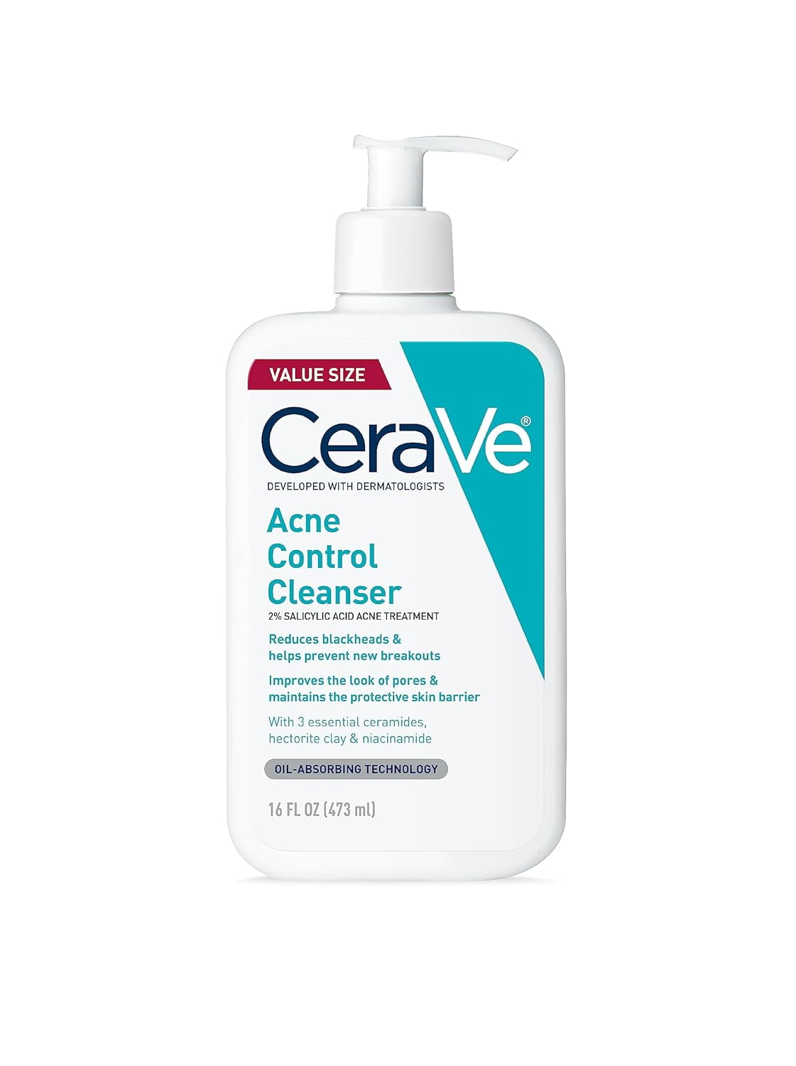 Cerave Acne Control Cleanser Pump Value Size, 16 oz, 2 Pack - Walmart.com