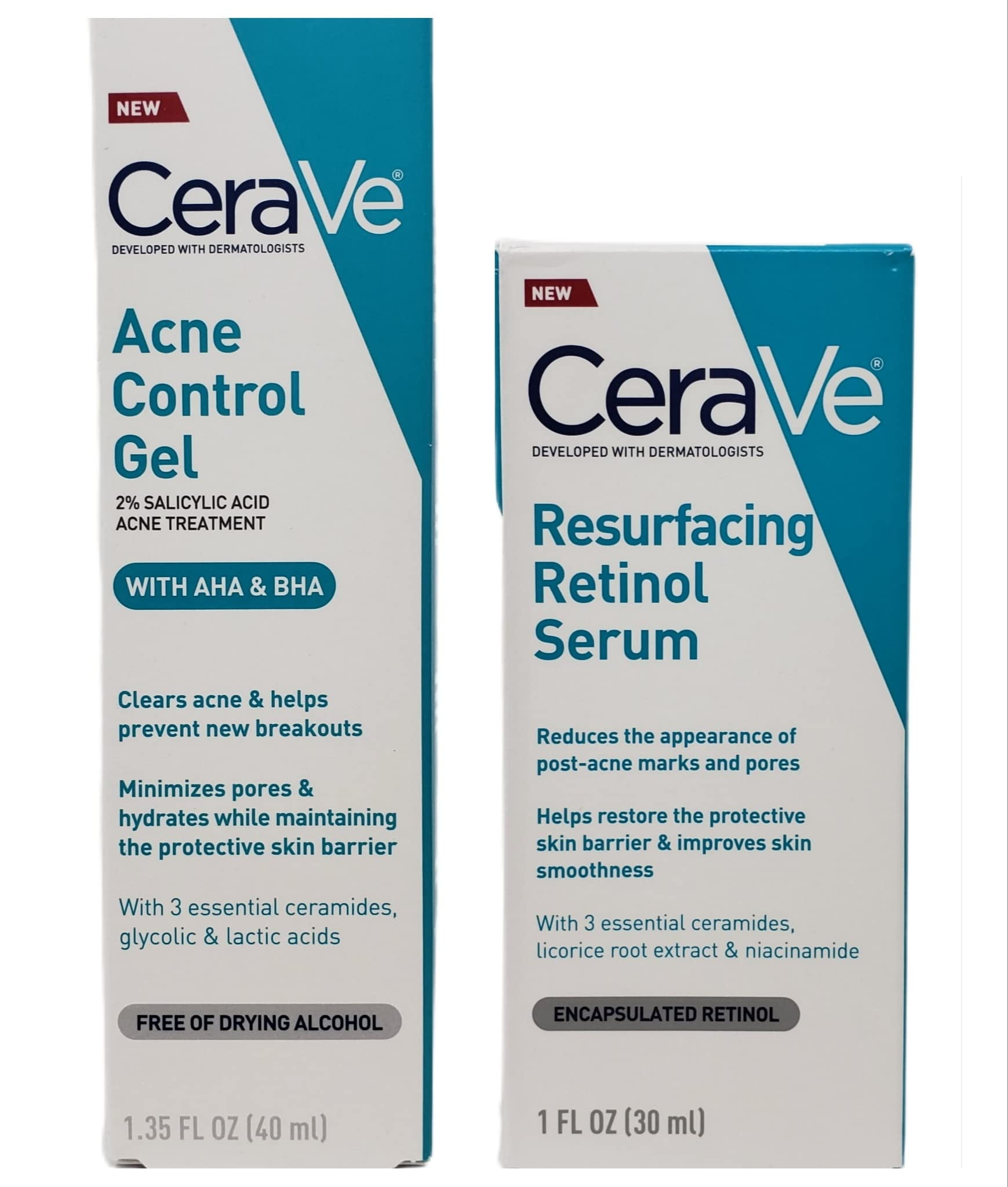 Cerave Acne Treatment Bundle Contains Cerave Resurfacing Retinol Serum 1 Fl Oz And Cerave Acne