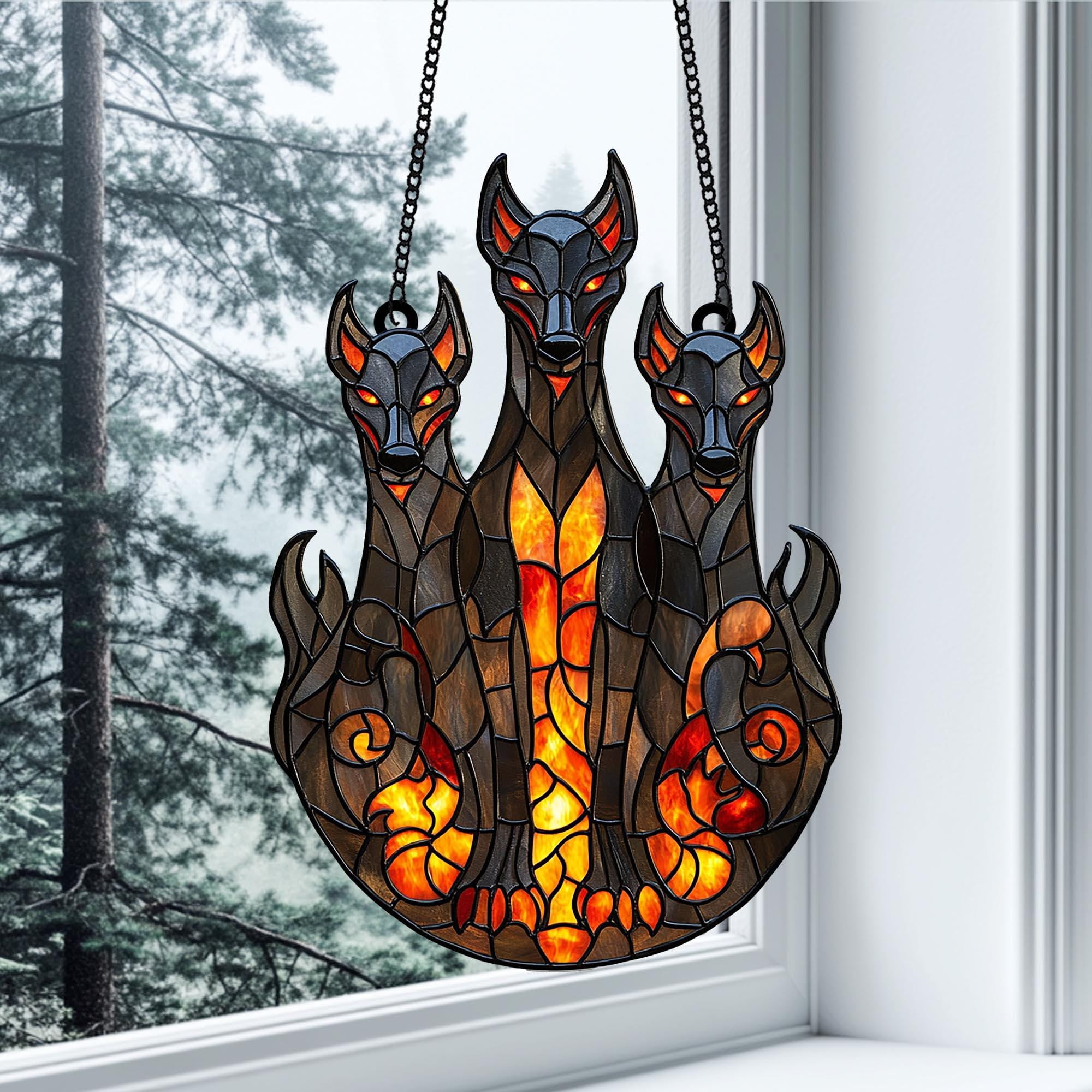 Cerberus Acrylic Suncatcher fullxfull Fiery Three-Headed Hellhound ...