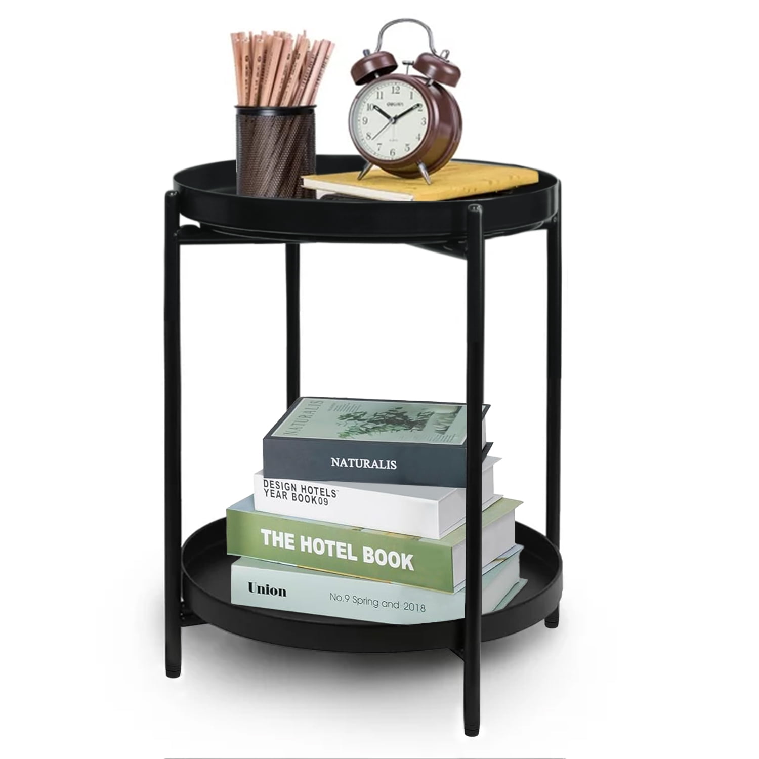 Cerbior 2-Tier Metal End Table, Waterproof Sofa Side for Living Room ...