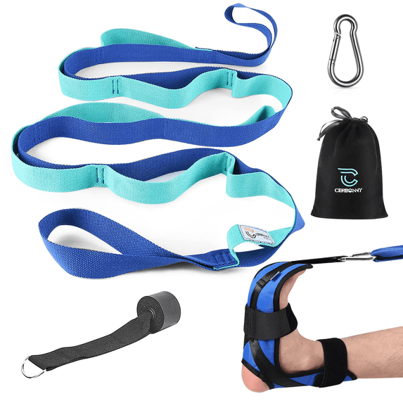Cerbonny Calf & Foot Stretcher Set - 9 Loops Yoga Strap for Plantar ...