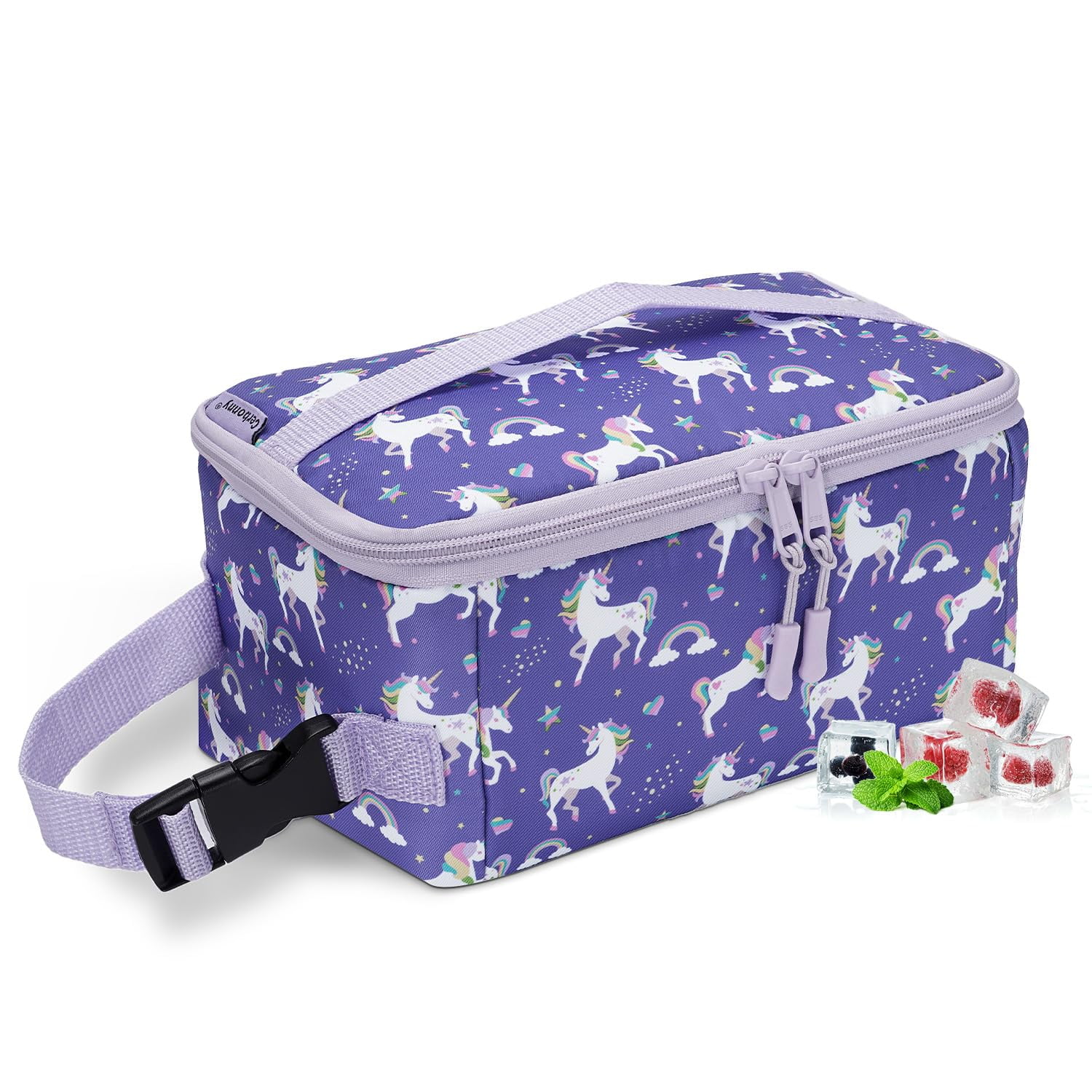 Cerbonny Mini Lunch Box - Insulated Cooler with Buckle Handle,Purple ...
