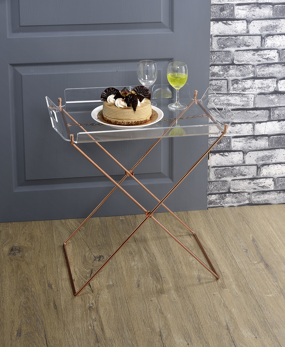 Cercie Clear Acrylic & Copper Finish Tray Table - Walmart.com