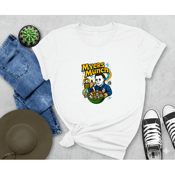 Cereal Art Myers Munch Horror Parody Retro Cartoon Funny Unisex T-Shirt ...