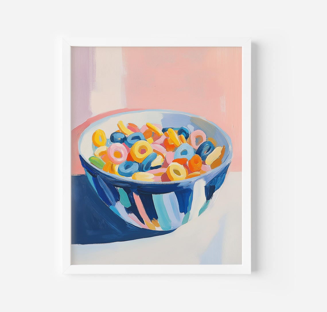 Cereal Bowl Poster Modern Kitchen Art , Funky Food Prints, Unframed ...