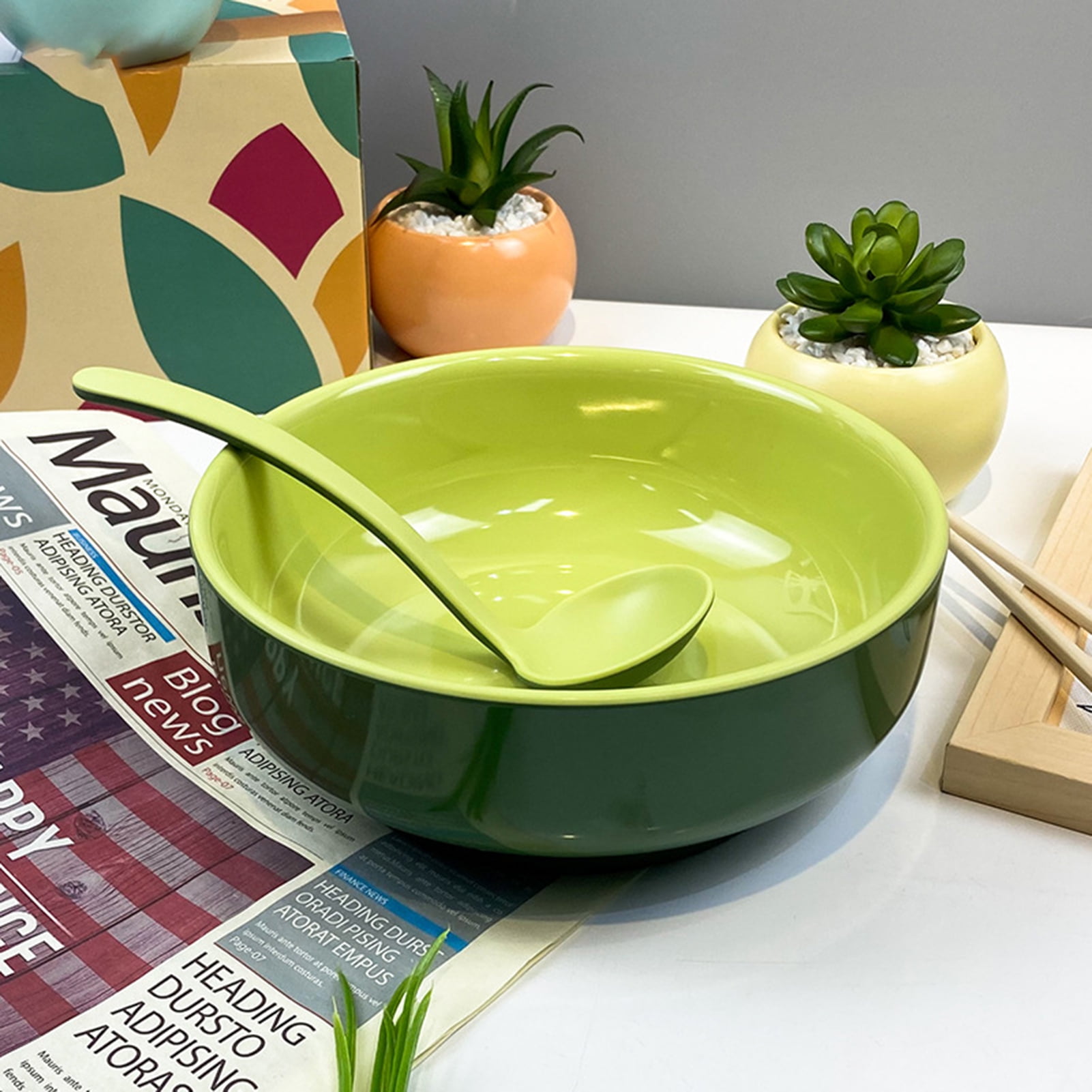 Cereal Bowl with Scoop, Large Capacity Noodle Bowl Soup Bowls, Melamine ...