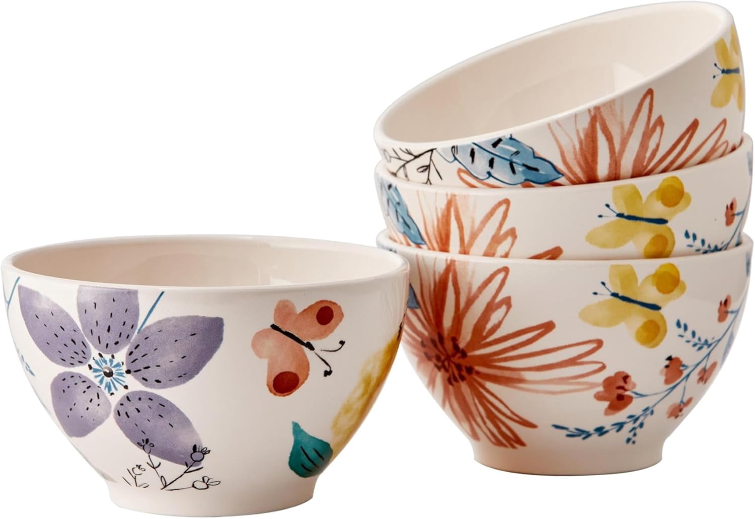 Cereal Bowls Set of 4, 24 oz Deep Ceramic Soup Bowls for Cereal, Salad ...