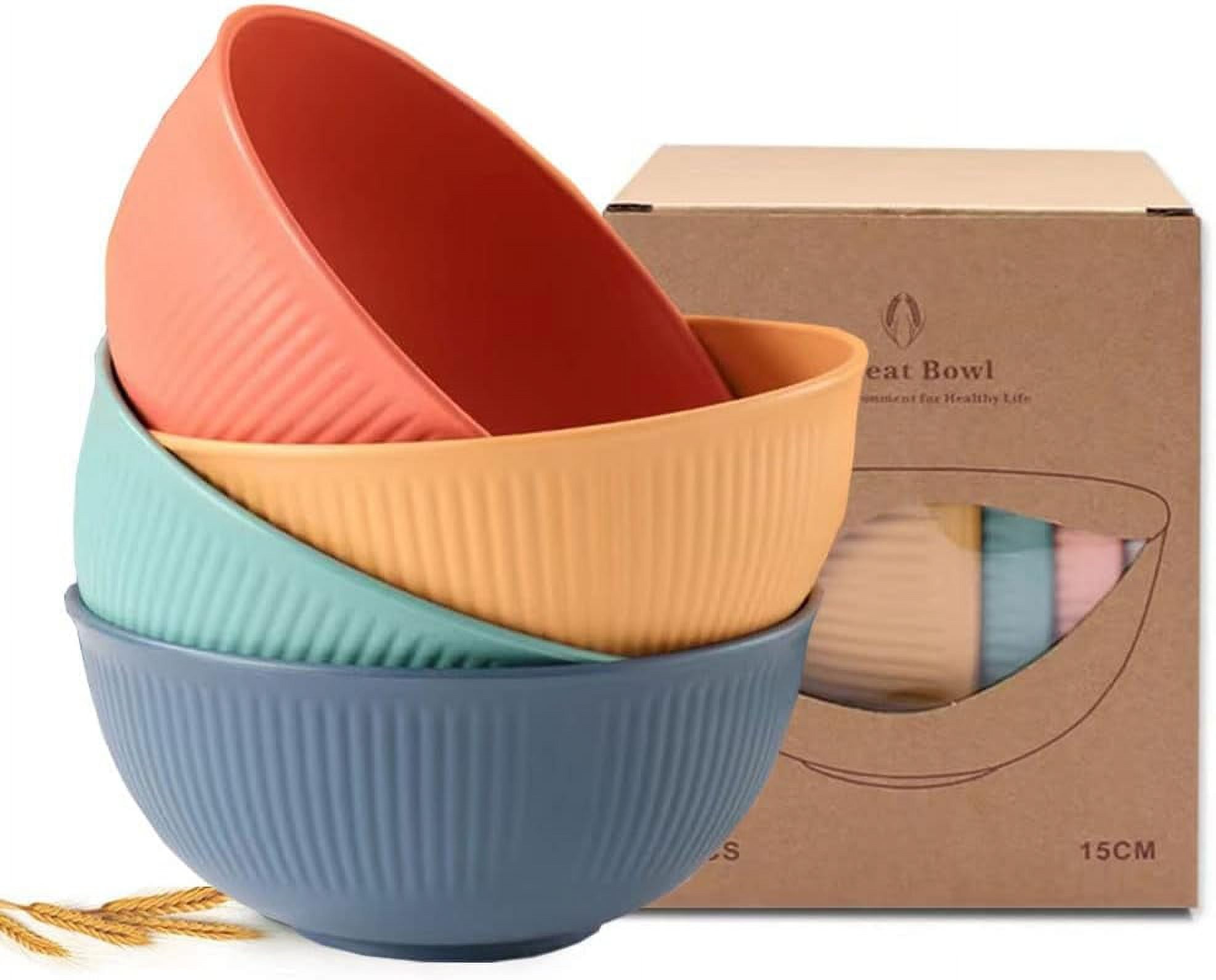 Cereal Bowls Unbreakable 24 OZ, Plastic Bowls Reusable Light Weight ...