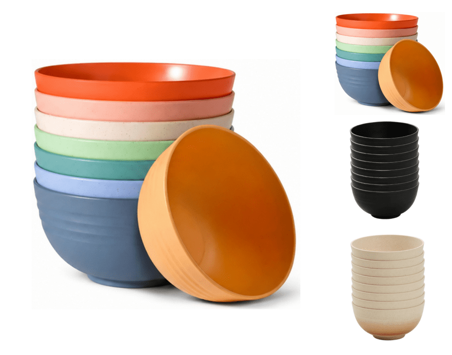 Cereal Bowls Unbreakable,Plastic Bowls 8 Pieces, Soup Bowl, Cereal ...