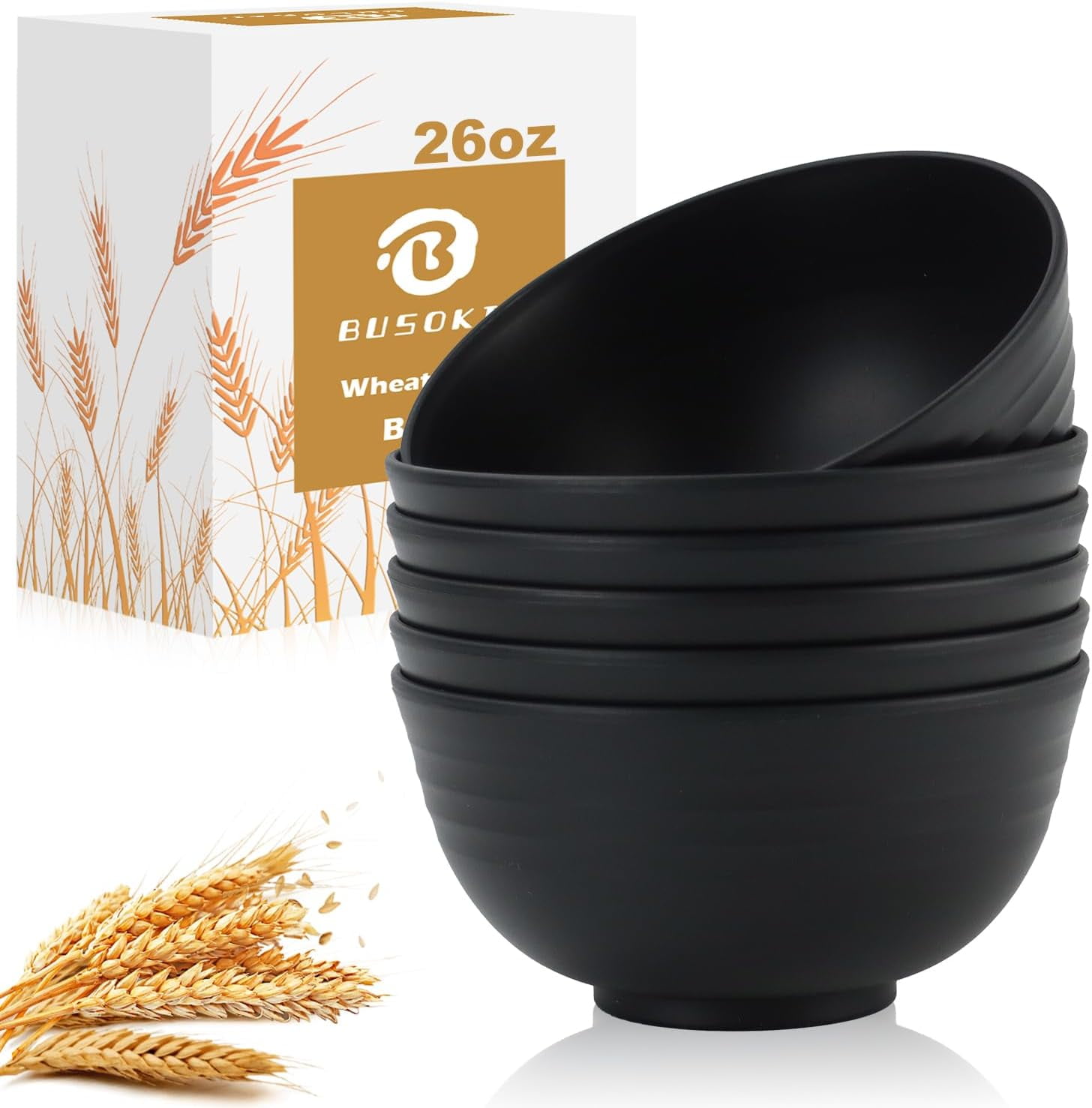 Cereal Bowls - Wheat Straw Bowl Set of 6, 26 OZ Unbreakable Bowls for ...