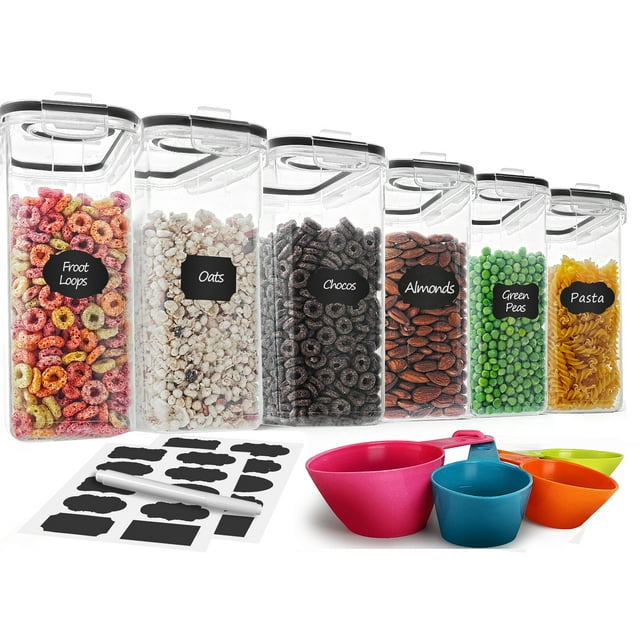 Walmart 6-Pack Airtight Food Storage Containers, 4L, BPA-Free, Cereal ...