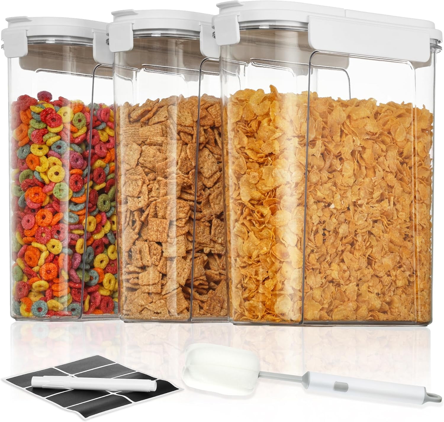 Cereal Container Set, Airtight Food Storage Containers with Flip Tops ...