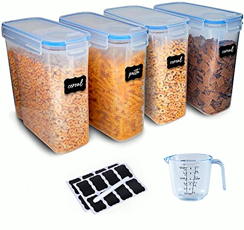 Cereal Container Storage Set of 4 - Airtight Food Storage Containers 4L ...