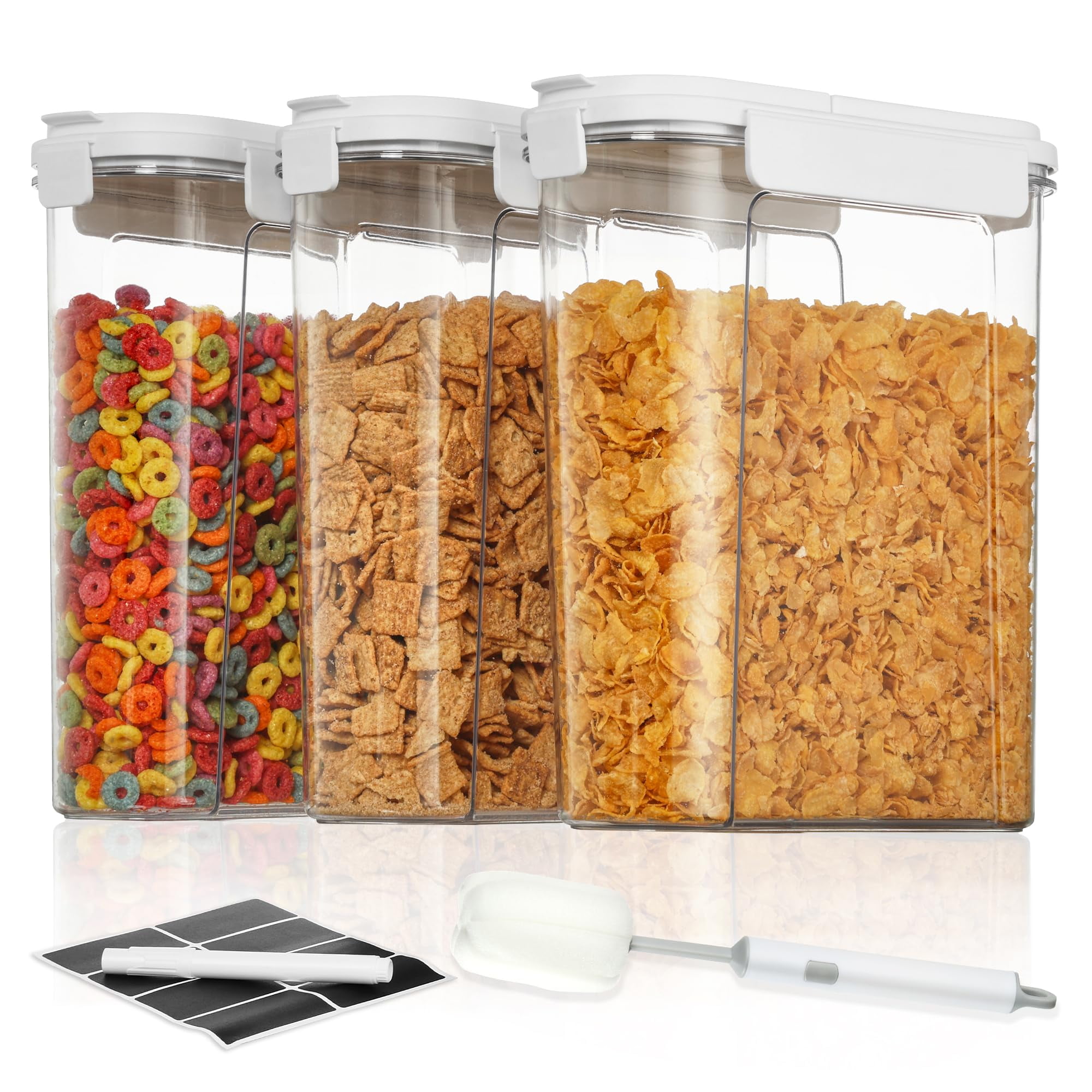 Cereal Containers Set, 3 PCS Airtight Food Storage Container with Flip ...