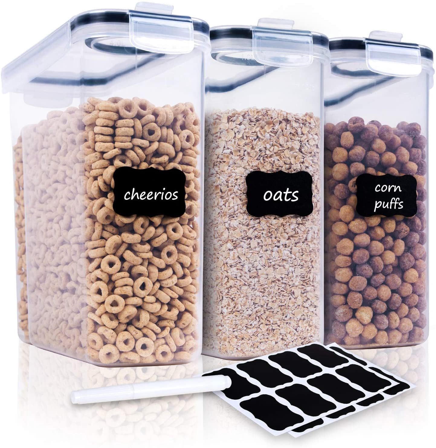 Cereal Containers Storage Set - 3 Piece Airtight Large Dry Cereal ...