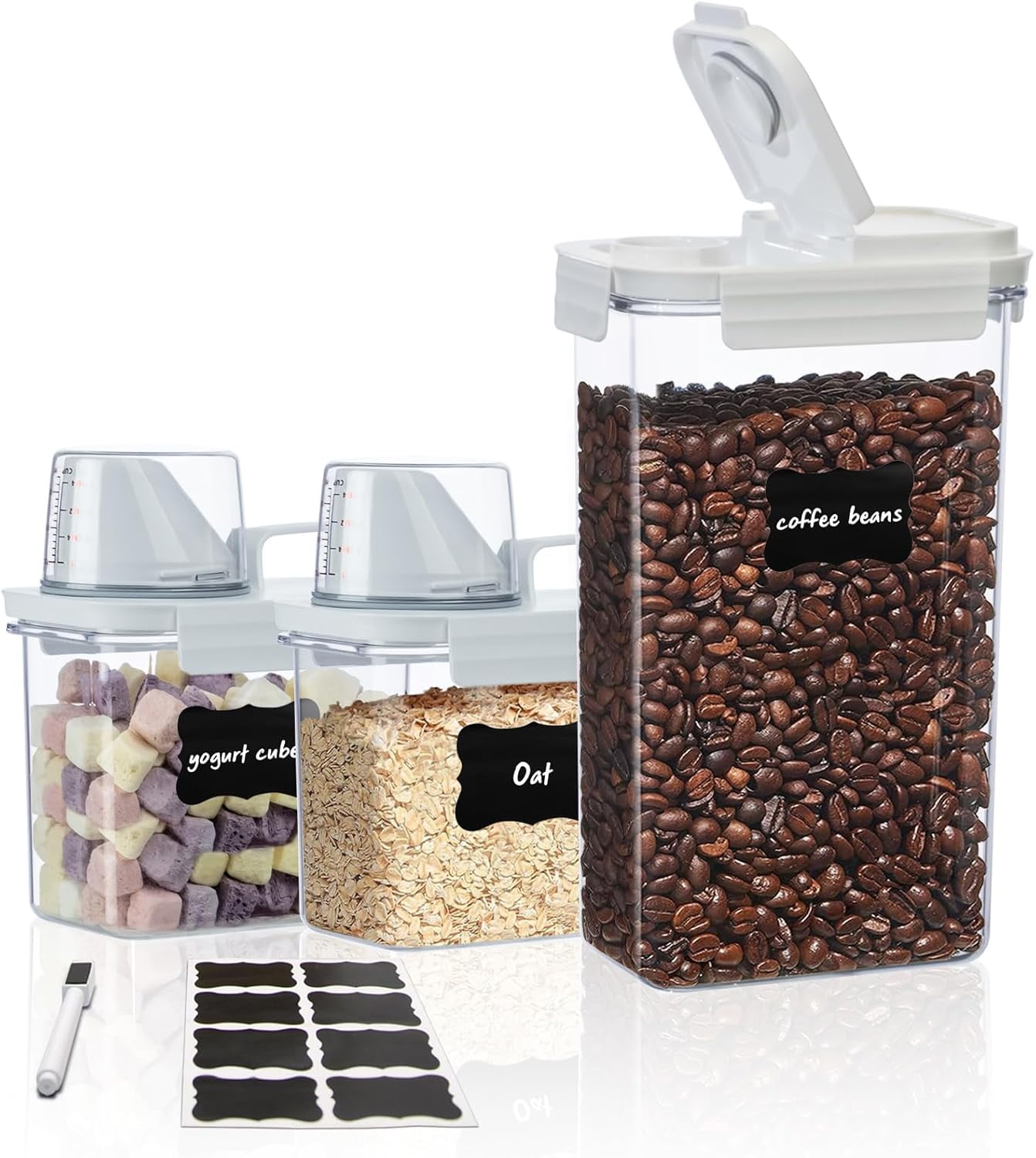 Cereal Containers Storage Set, 4 PCS Airtight Food Storage Containers ...