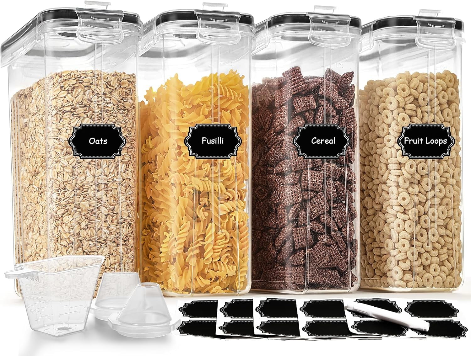 Cereal Containers Storage Set (4L / 135.2oz), 4PCS Airtight Food ...