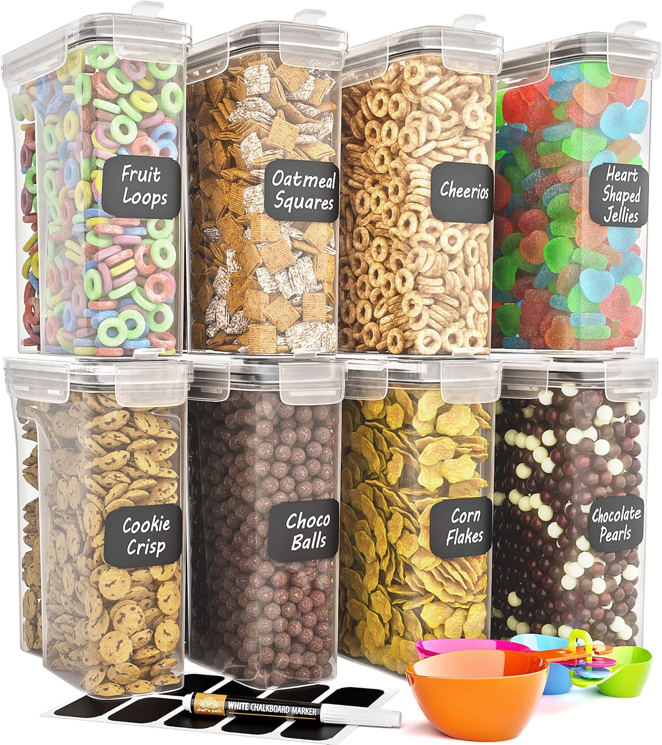 Cereal Containers Storage Set Large (4L,135.2 Oz), Airtight Food ...