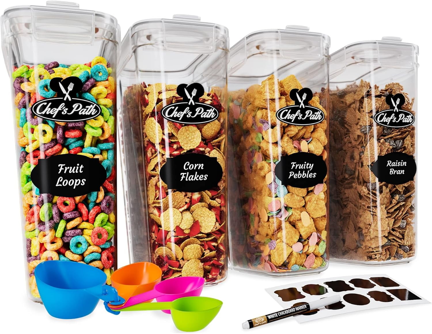 Cereal Containers Storage Set Large (4L,135.2 Oz), Airtight Food ...