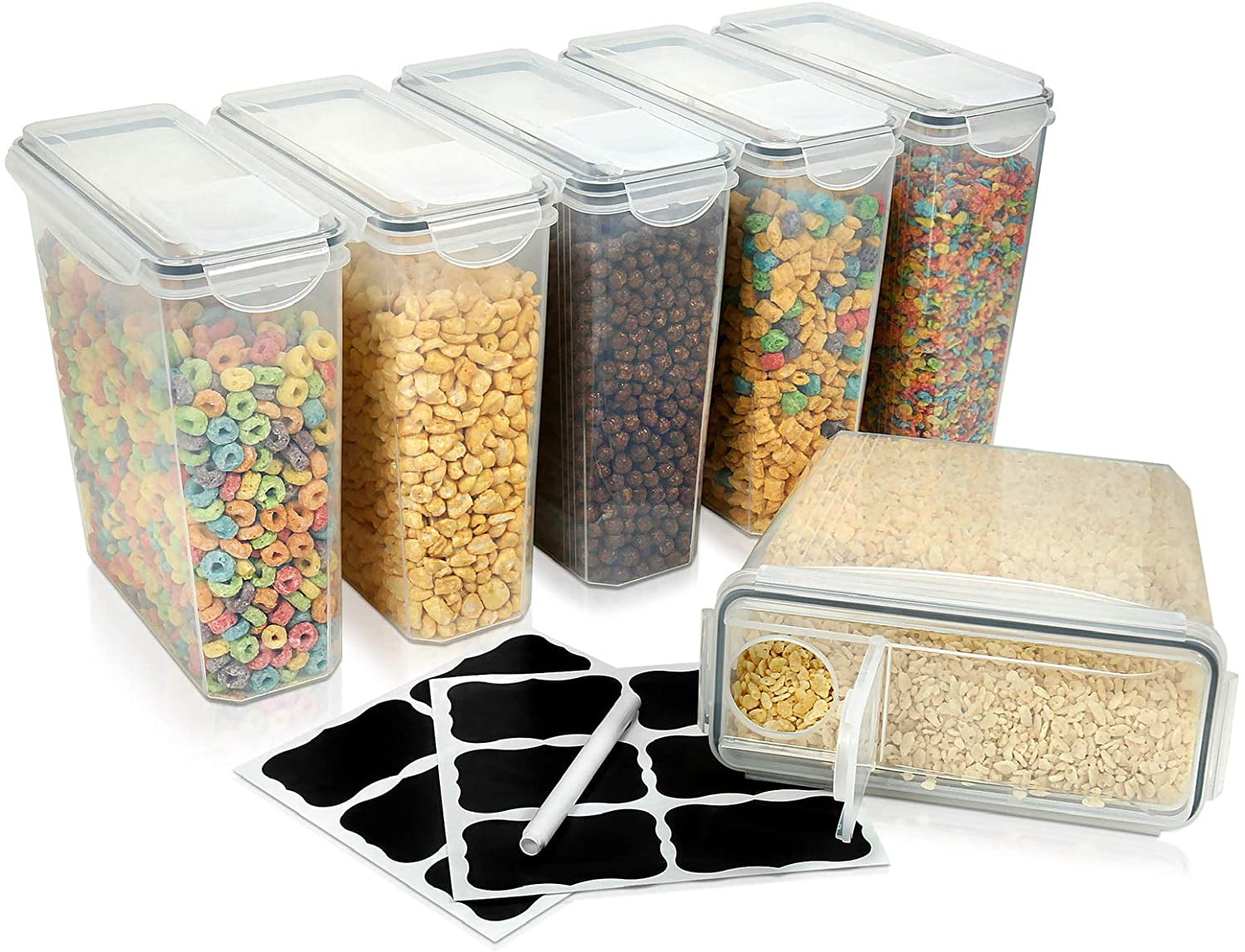 Cereal Containers Storage Set Large (6 Pack) Airtight Food Storage ...