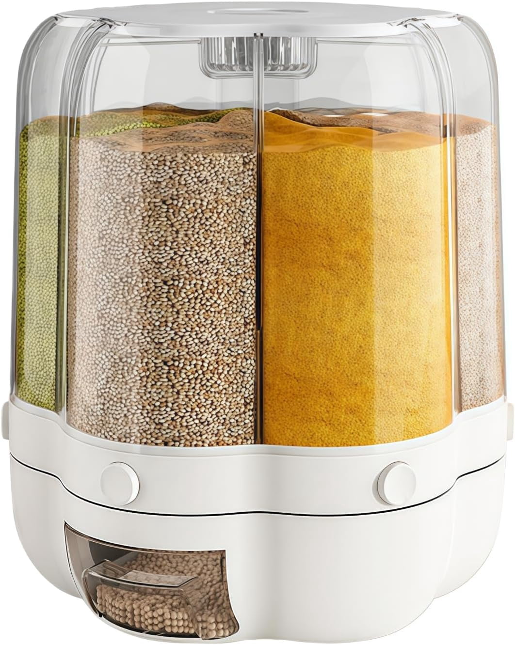 Cereal Dispenser Countertop 360° Rotating Grain Storage Container 13.2 ...