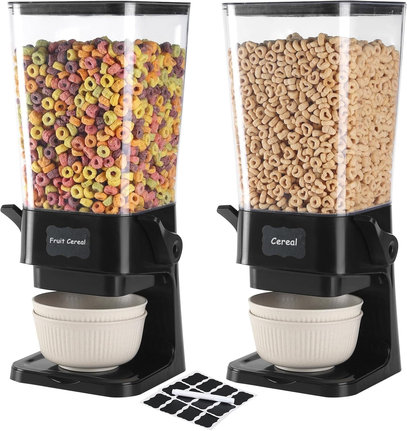 Cereal Dispenser Countertop with Cereal Bowl, 16 Labels and Pen, Cereal ...