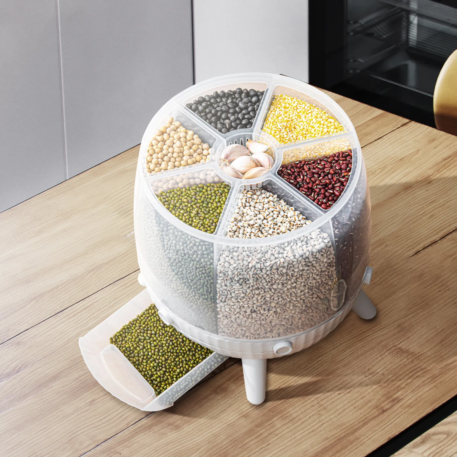 Cereal Dispenser Rotating Grain Container 6KG Rice Storage Dry Food Box ...