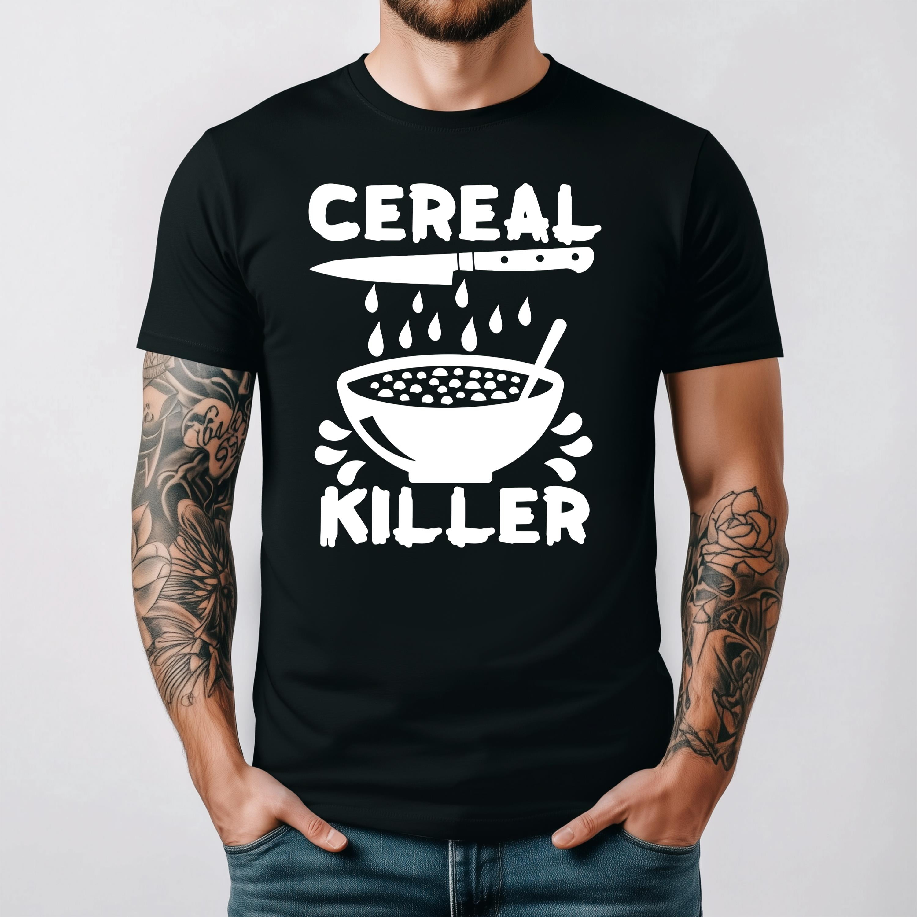 Cereal Killer Funny Cute Breakfast Crime Parody Retro T Shirt up to 5XL ...