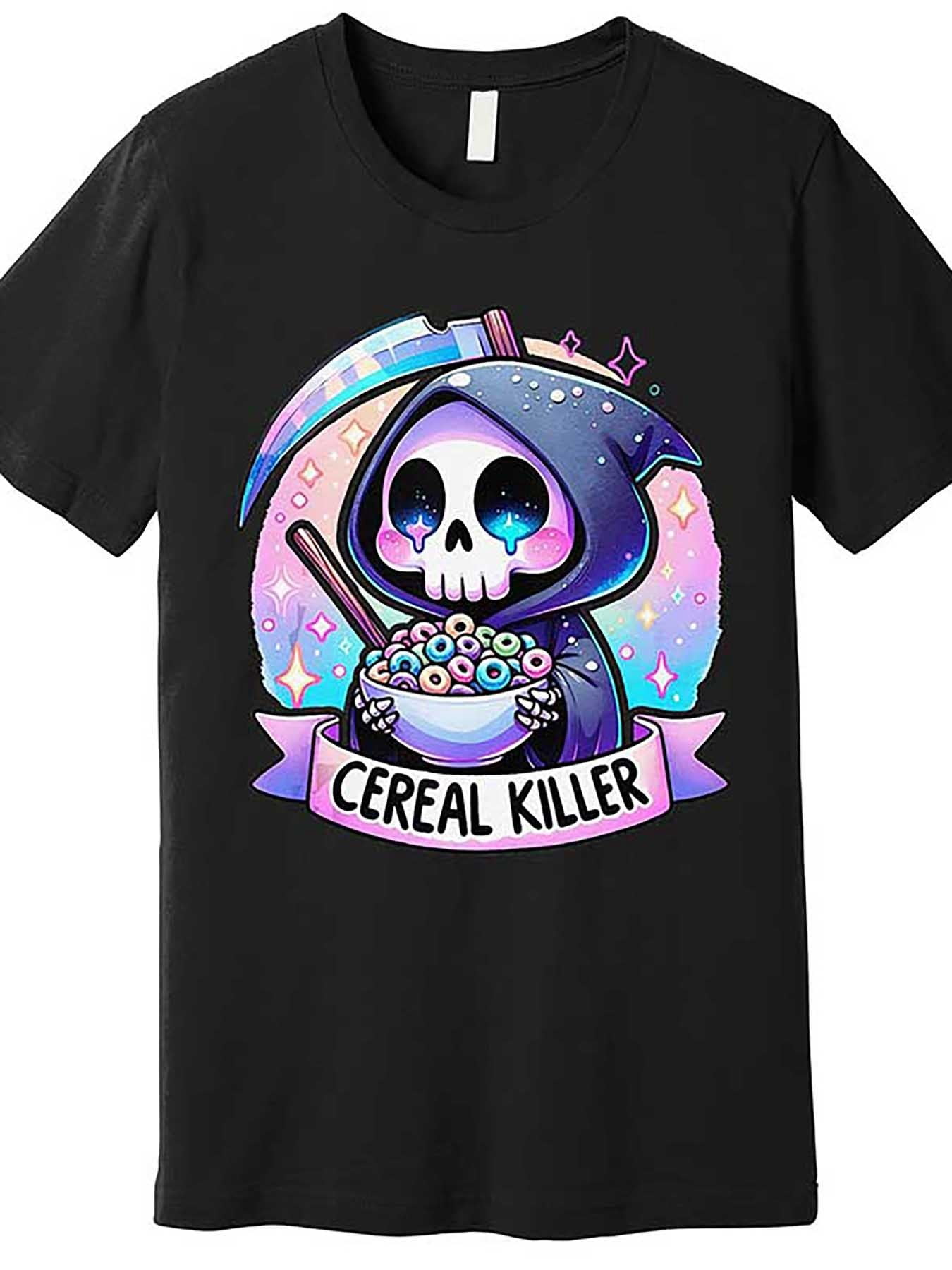 Cereal Killer Graphic T-Shirt, 100% Cotton Crew Neck Tee, Casual Style ...