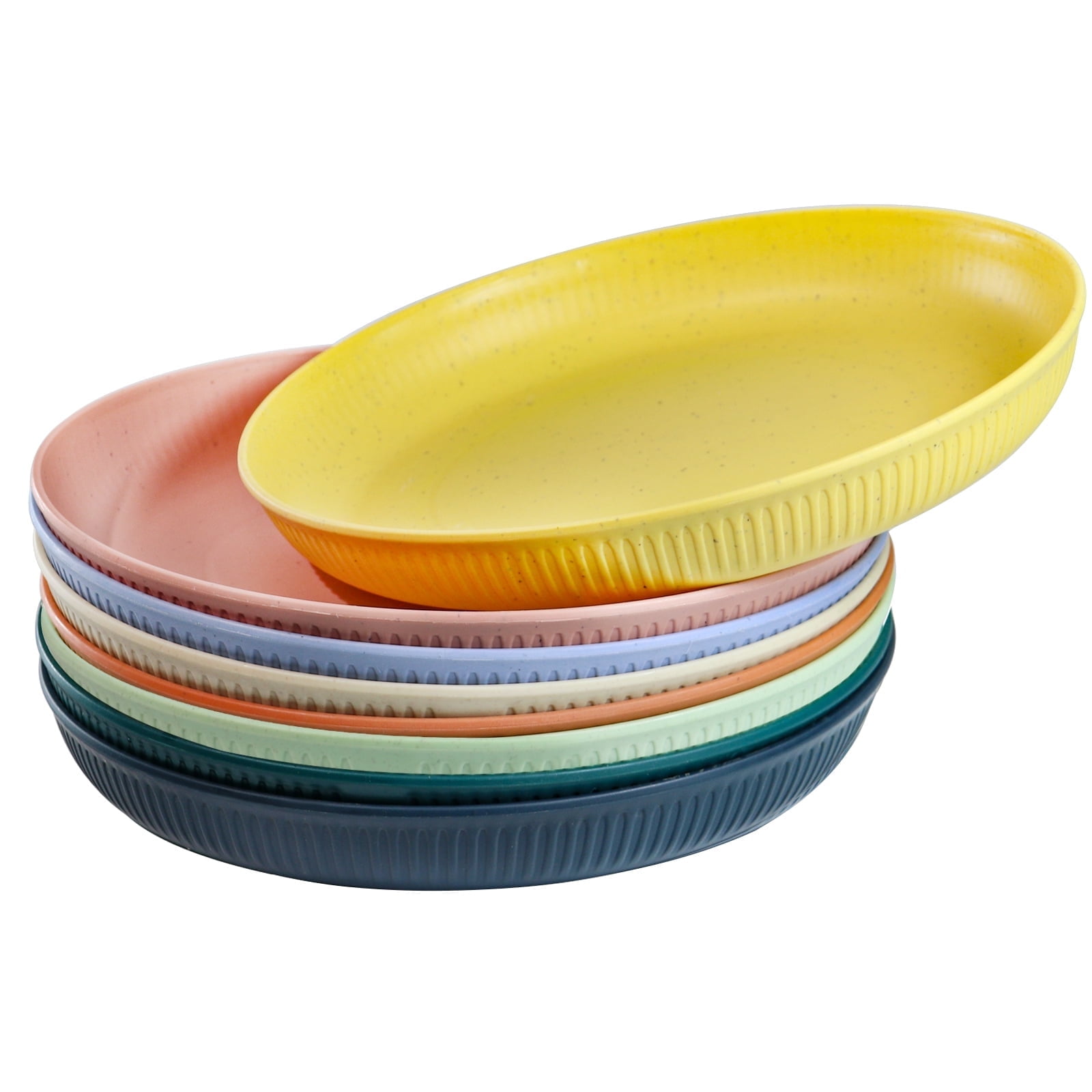 Cereal Plates 8 Pieces, Unbreakable Wheat Straw Plates, Microwave and ...