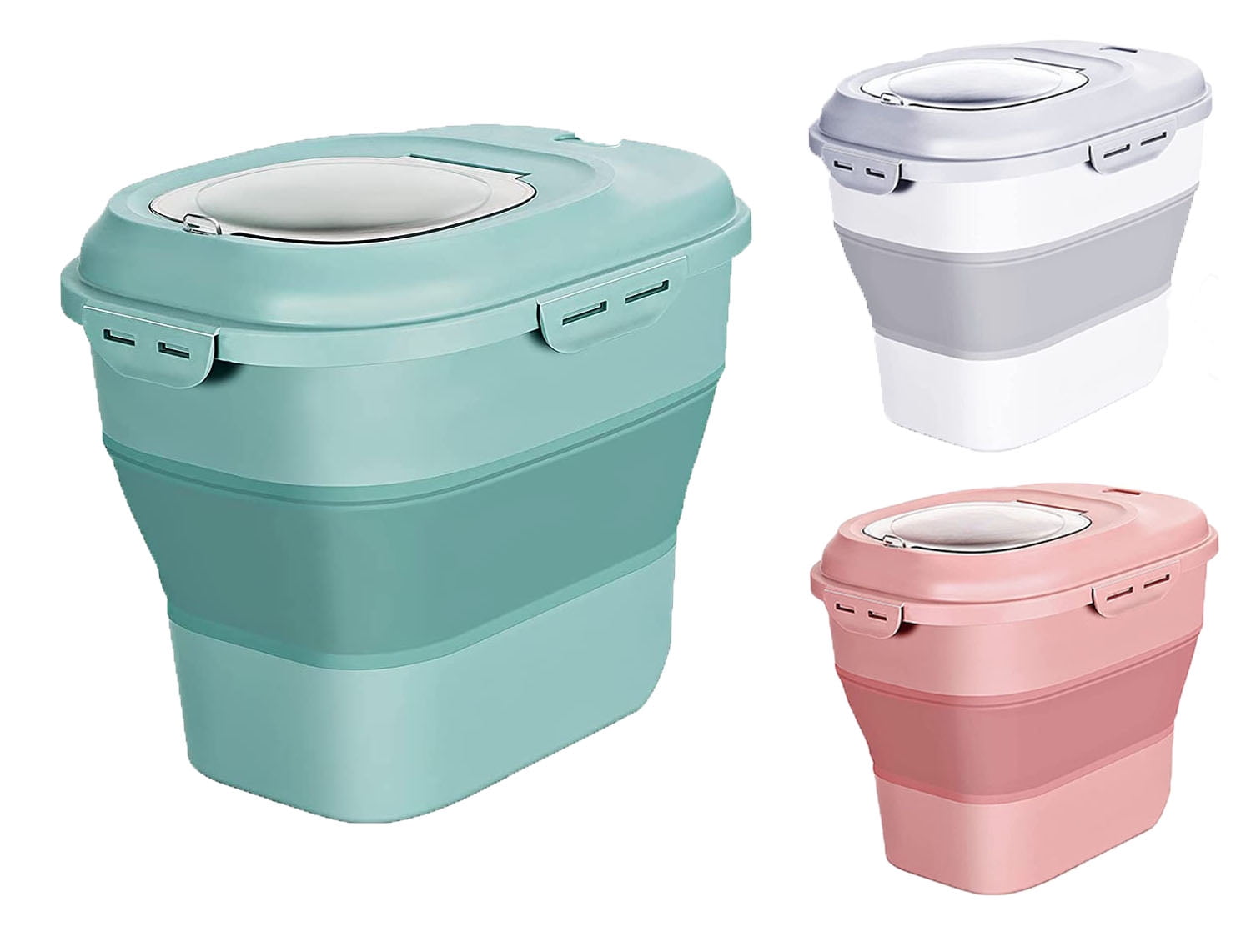 Cereal Rice Food Rolling Wheel Storage Containers Collapsible 20 to 50 ...