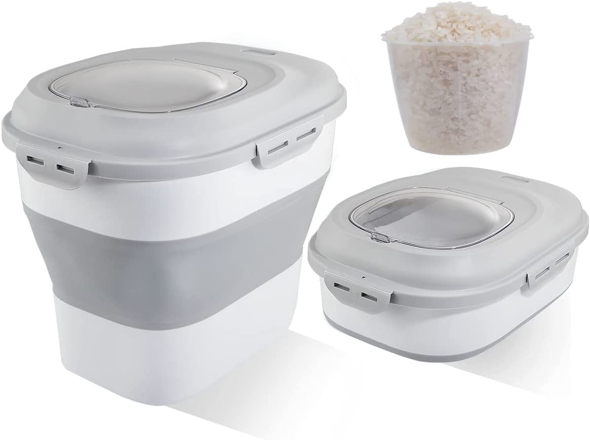 Cereal Rice Food Storage Containers, Collapsible 20 to 50 Lbs Dispenser ...