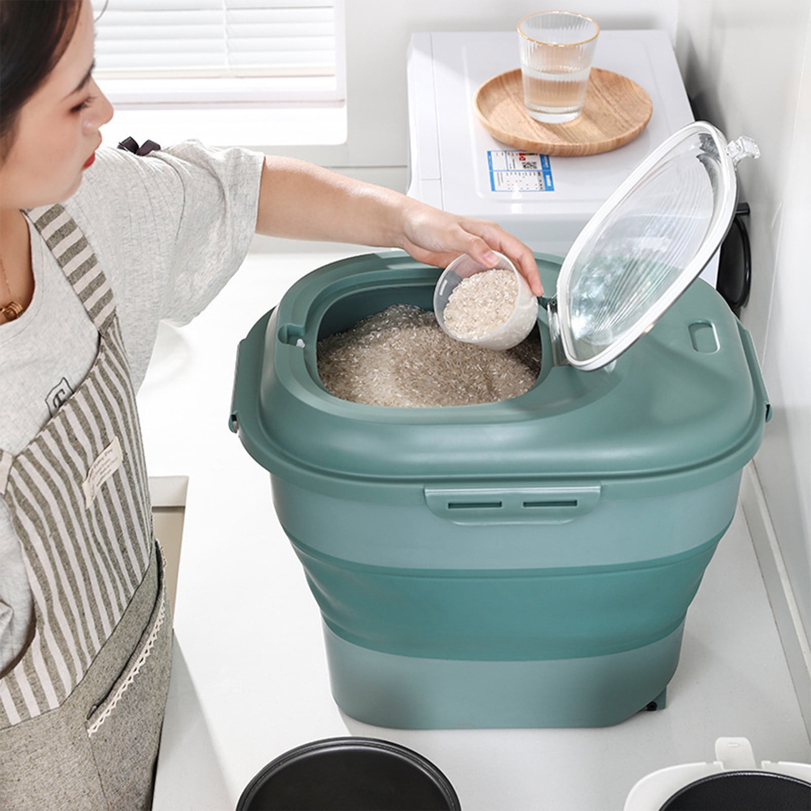 Cereal Rice Food Storage Containers, Collapsible 20 to 50 Lbs Dispenser ...