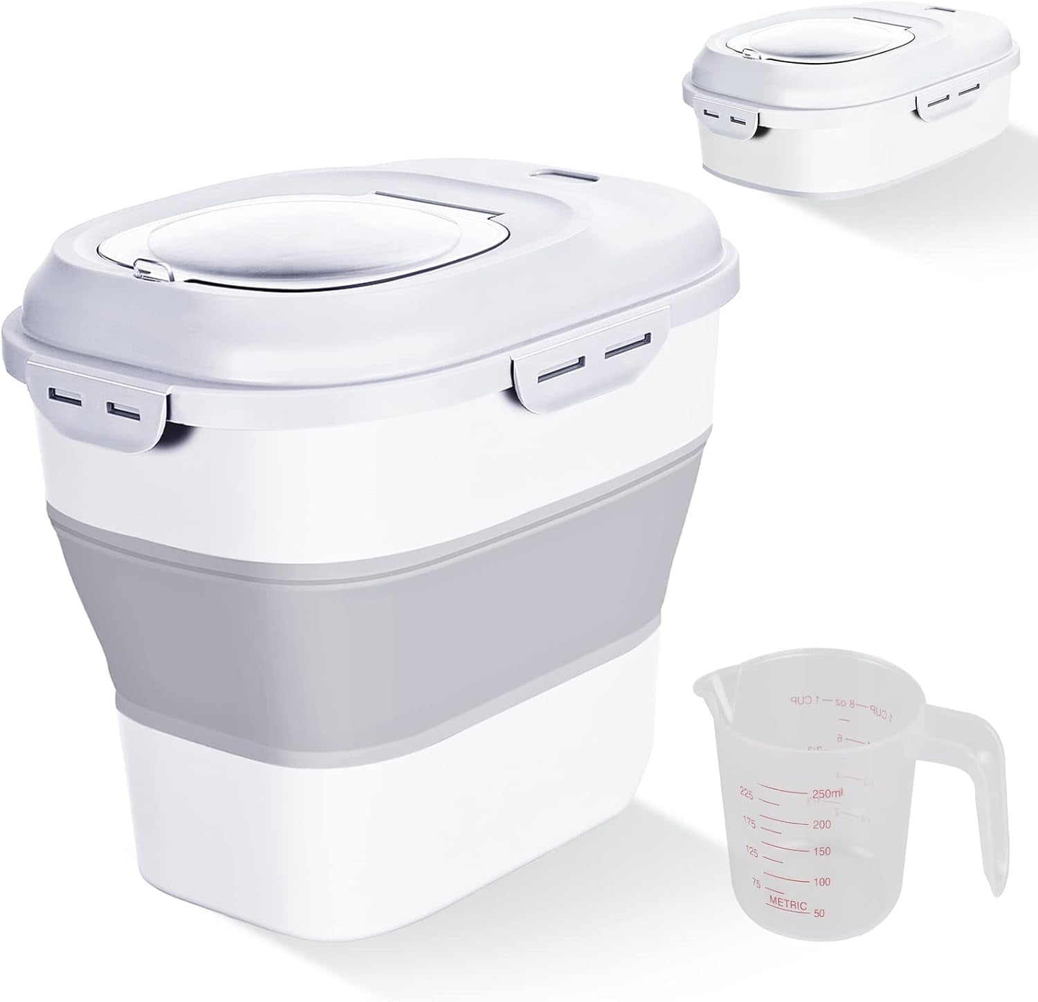 Cereal Rice Food Storage Containers, Collapsible 20 to 50 Lbs Dispenser ...