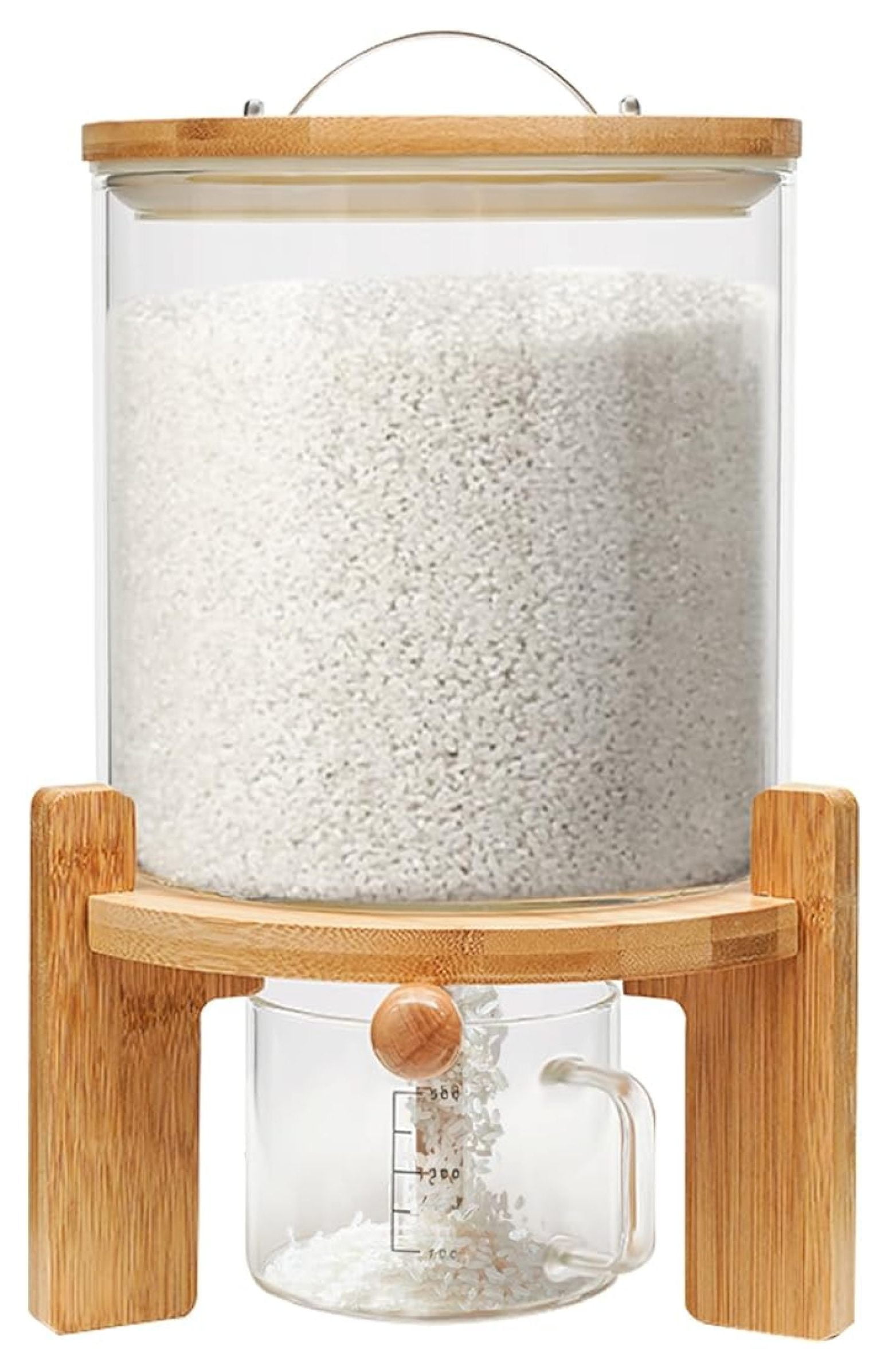 Cereal Storage Dispenser,Rice/Grain Dry Food Glass Container, Beans ...