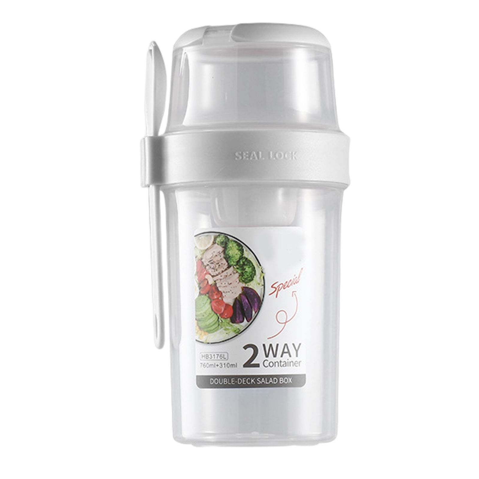 Cereal and Milk Container Double Layer Food Storage Cup for Hiking ...