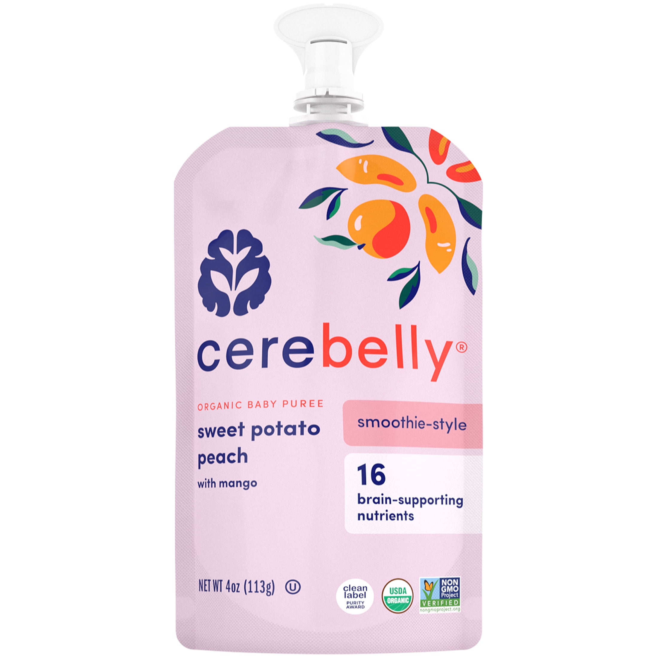 Cerebelly Organic Stage 2 Baby Food, Sweet Potato Peach Mango Smoothie ...