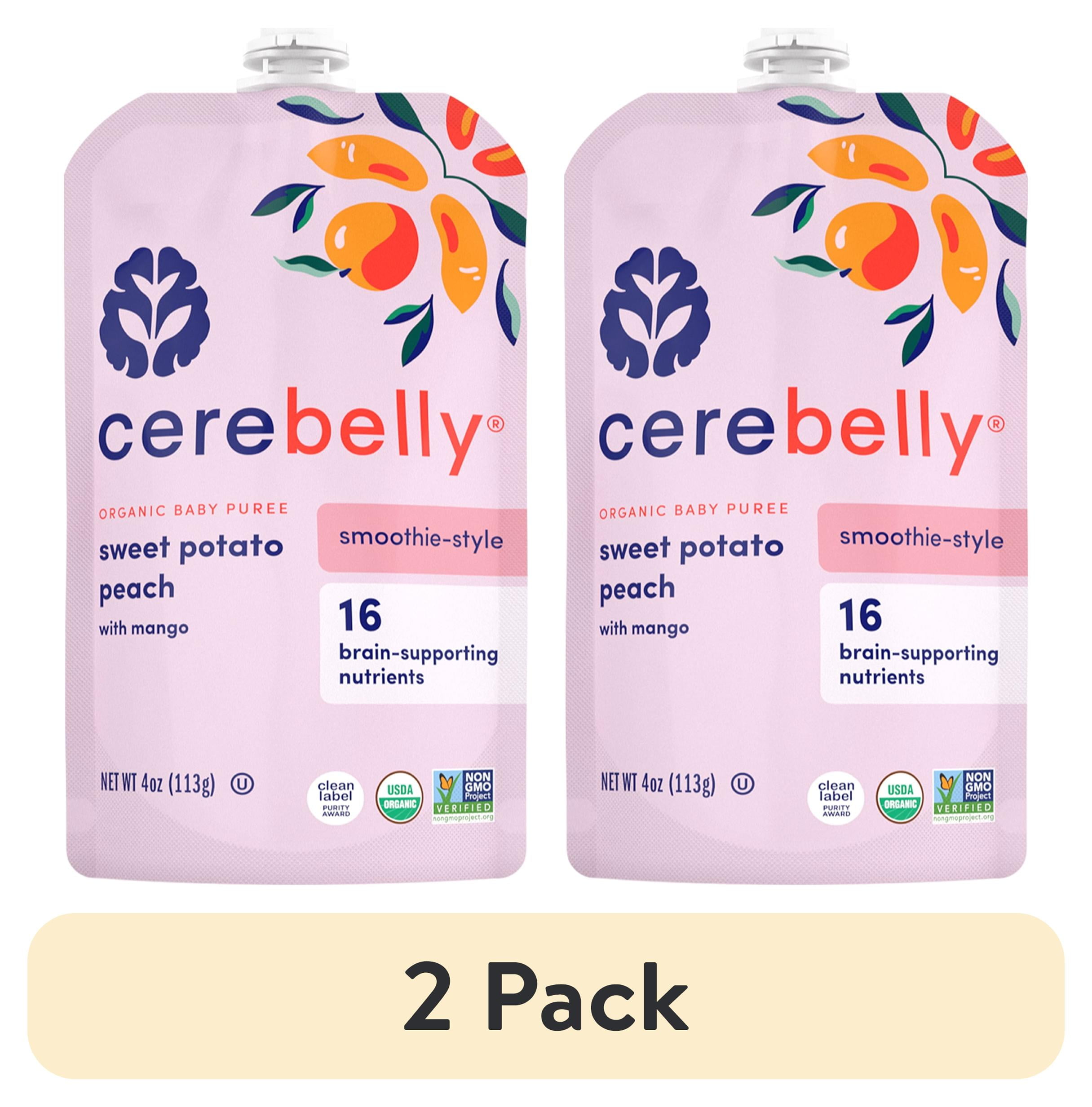 (2 pack) Cerebelly Organic Stage 2 Baby Food, Sweet Potato Peach Mango ...