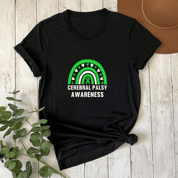Cerebral Palsy Awareness Green Rainbow CP Support Unisex T-Shirt, S-5XL ...