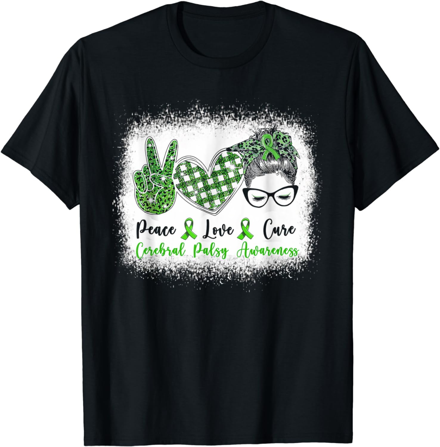 Cerebral Palsy Awareness Green Ribbon Messy Bun Womens Kids T-Shirt - Walmart.com