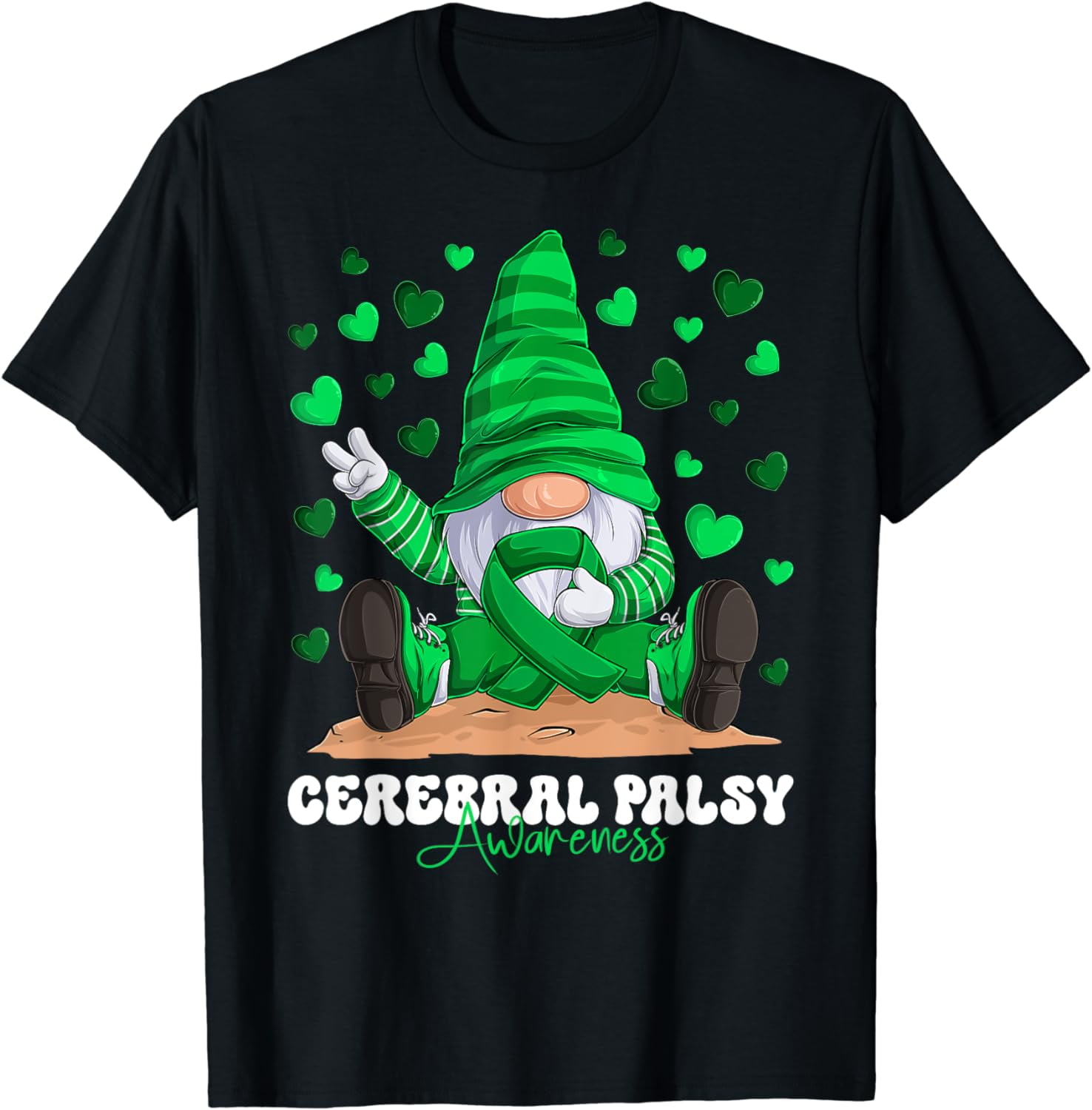 Cerebral Palsy Awareness Month Green Ribbon Gnome T-Shirt - Walmart.com